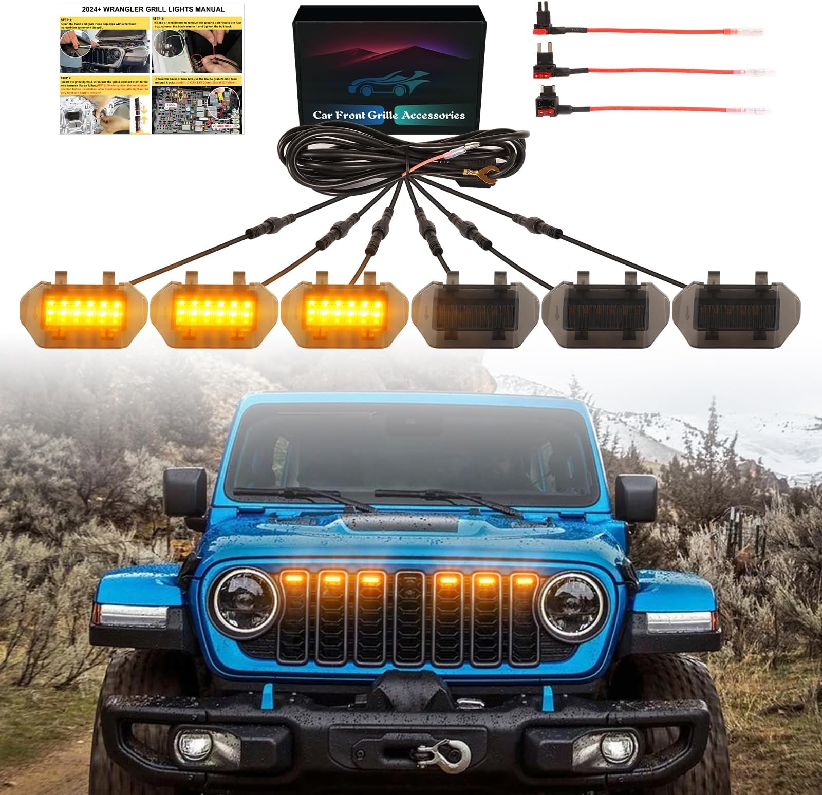Amazon.com: Led Grill Grille Lights for 2024 2025 2026 Jeep Wrangler JL ...