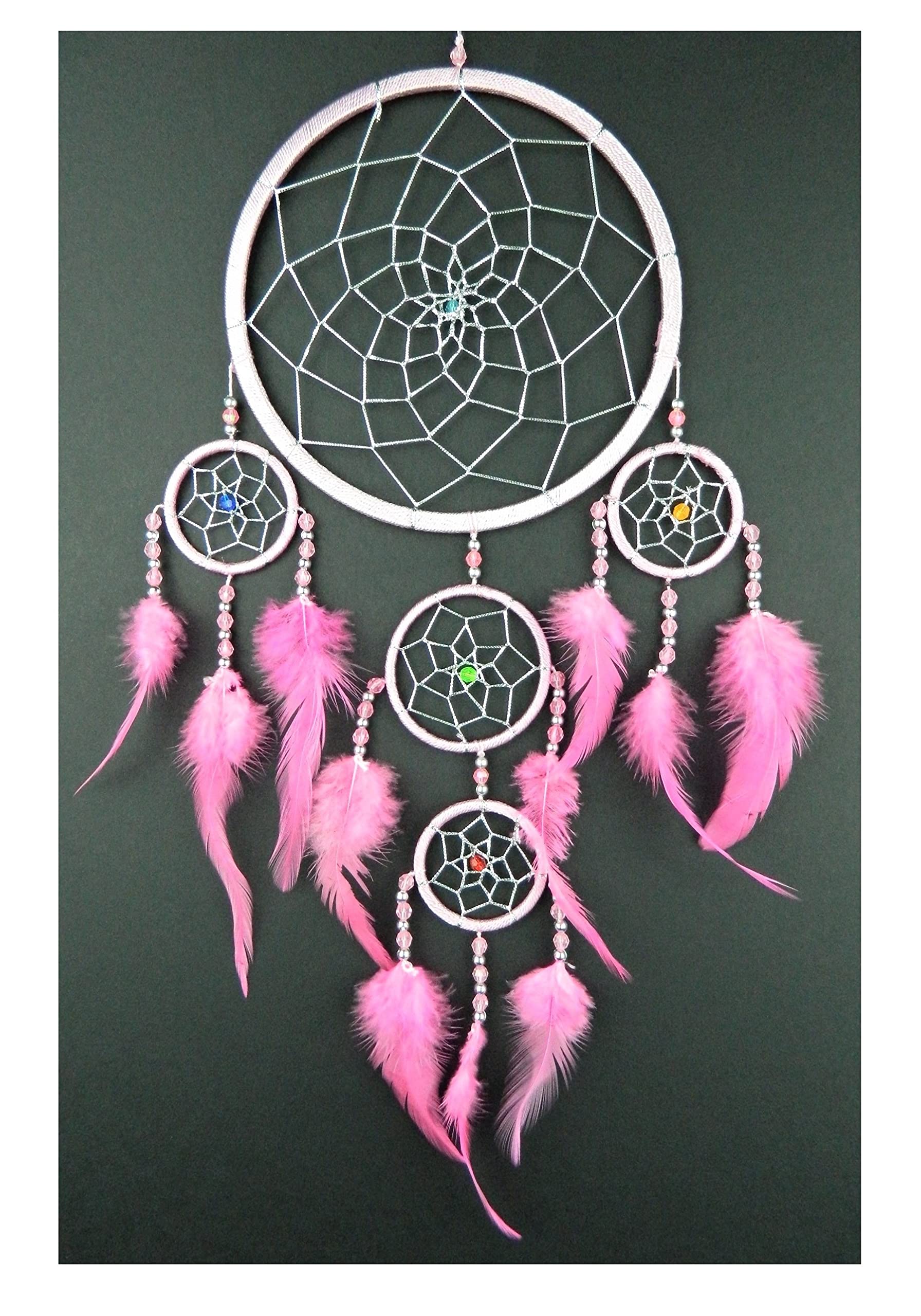 Dream catcher Medium size silver web light pink dreamcatcher : Amazon ...
