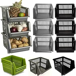 ATRADEX 18cm Stackable Storage Basket - Multi-Purpose Stacker Baskets ...
