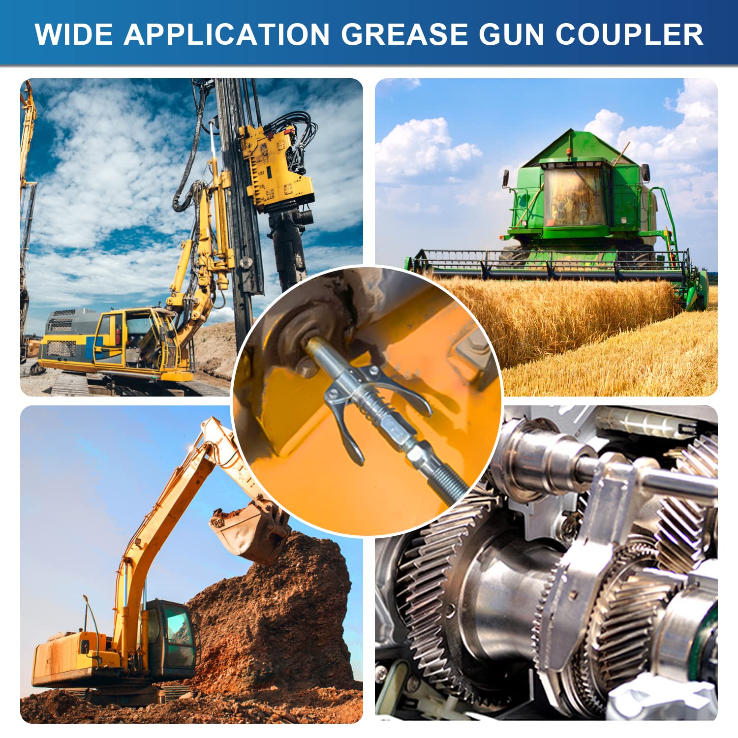 Snapklik.com : Gute Double Handle Grease Gun Coupler, 10000 PSI Duty ...