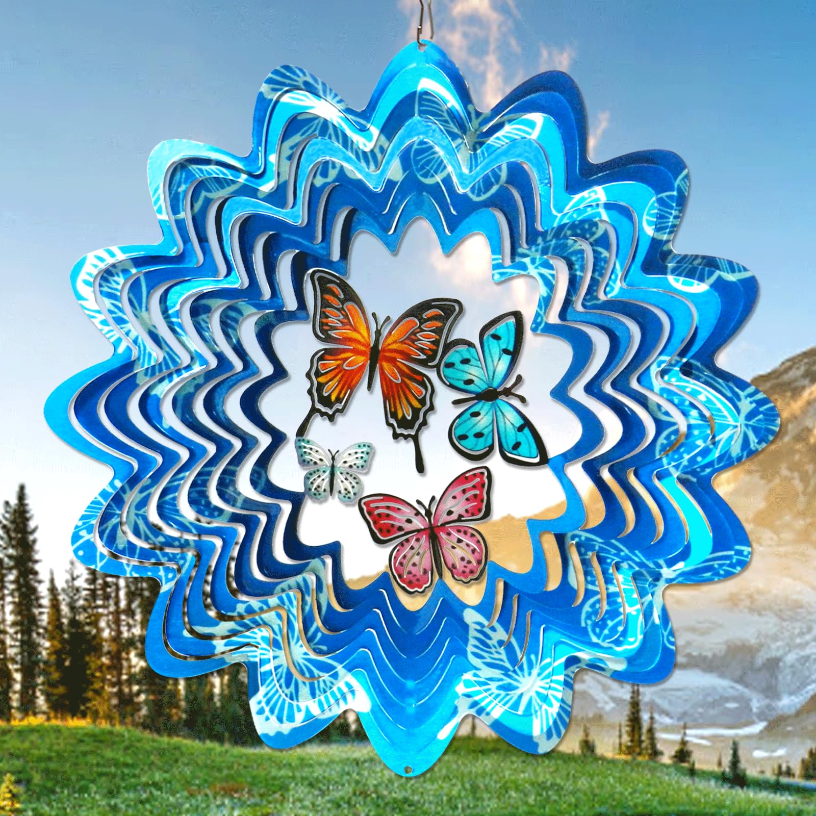 Amazon.com: Goolyrusim Wind Spinner Outdoor, Butterfly Wind Spinner ...