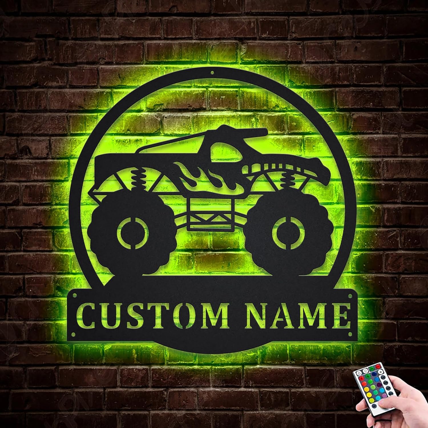 Monster Truck Metal Sign LED Lights, Custom Monster Truck Metal Sign ...