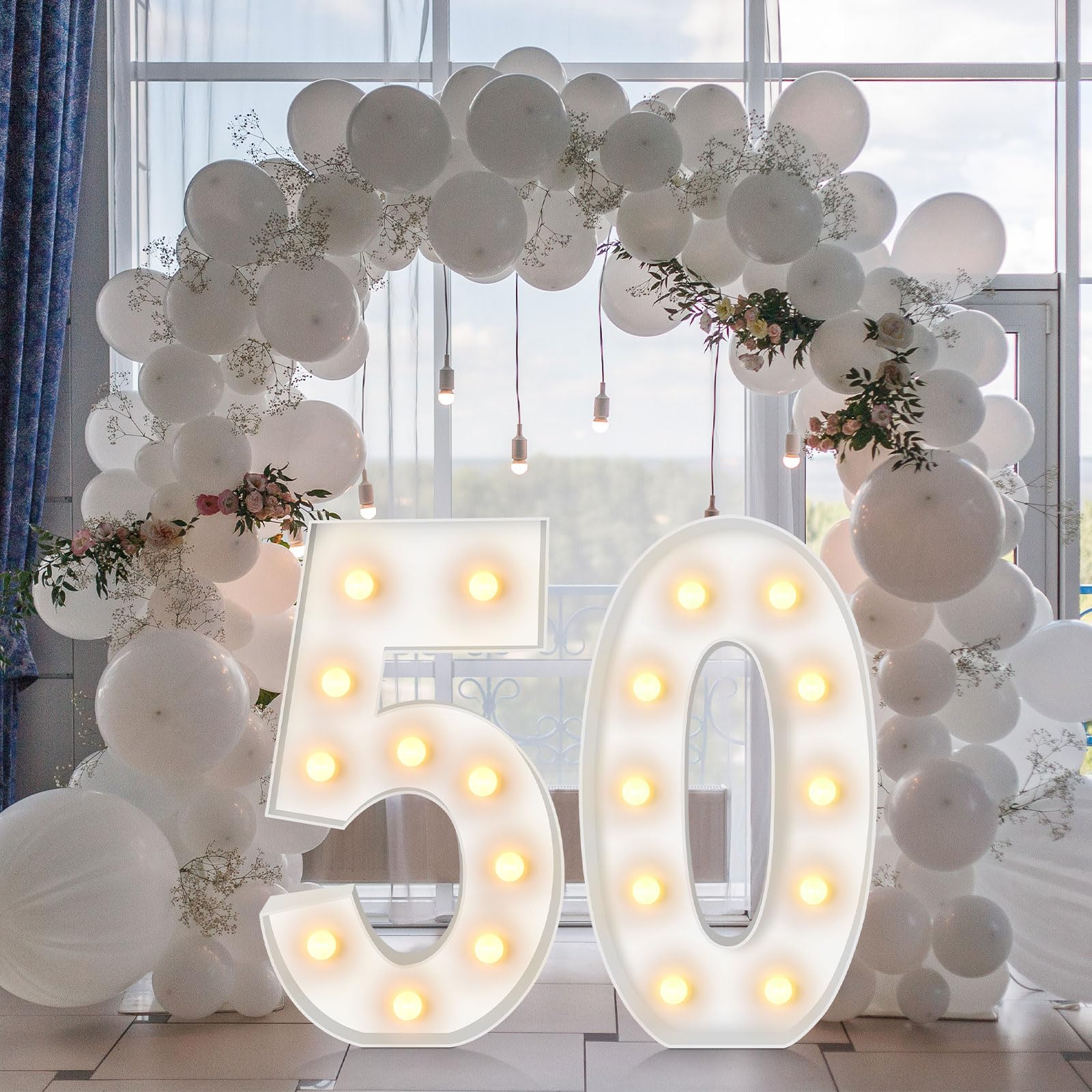 Retisee 4 ft Lighted Marquee Numbers Giant Mosaic Numbers Frame Set ...