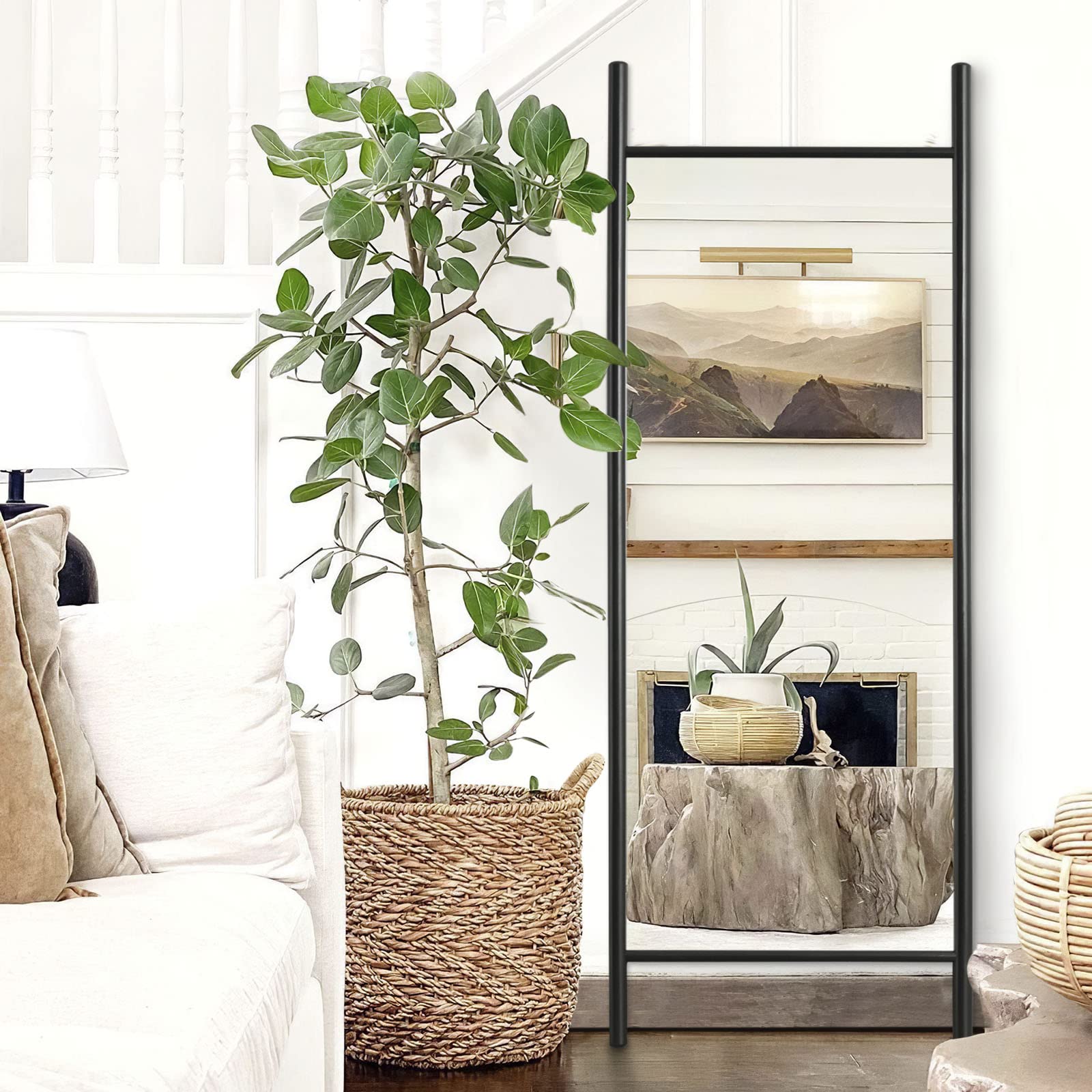 Snapklik.com : PexFix Full Length Mirror Black 65"x22", Wooden-Ladder ...