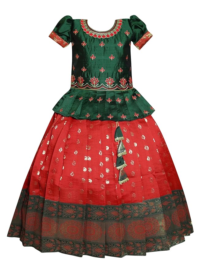 Buy Lehnvel South Indian Traditional Pattu Pavadai Pattu Langa Lehenga ...