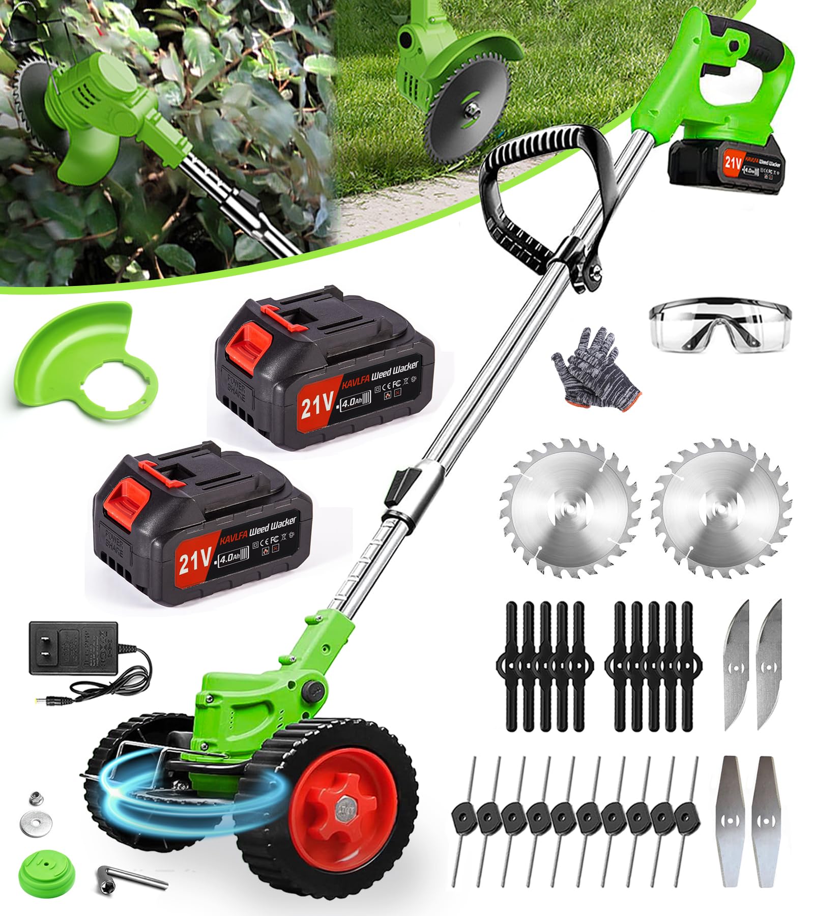 Amazon.com : KAVLFA Electric Weed Wacker Cordless Eater Brush Cutter, 5 ...