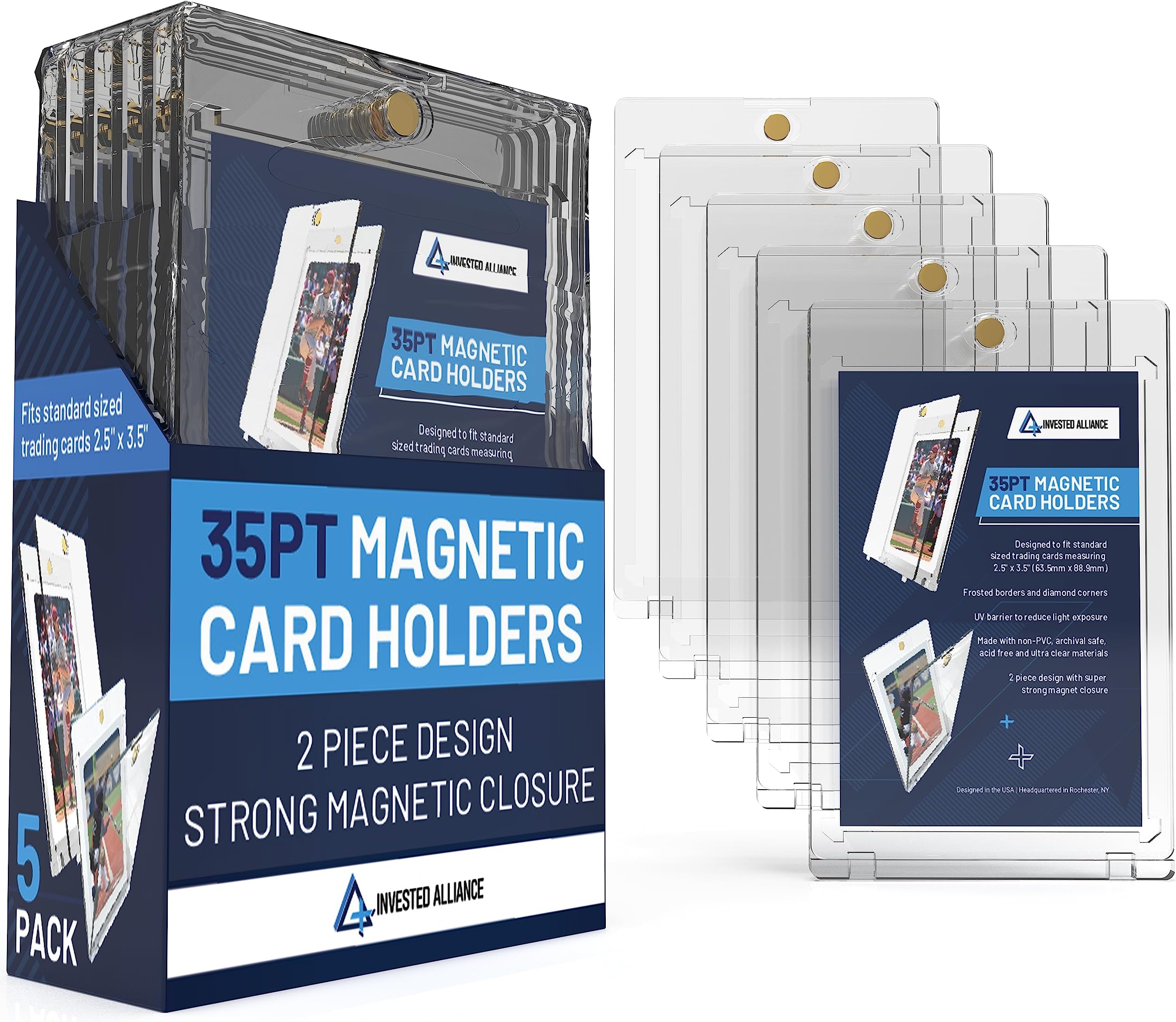 Amazon.com: 5 Ultra Pro 130pt Magnetic One Touch Card Holders (5 Total ...