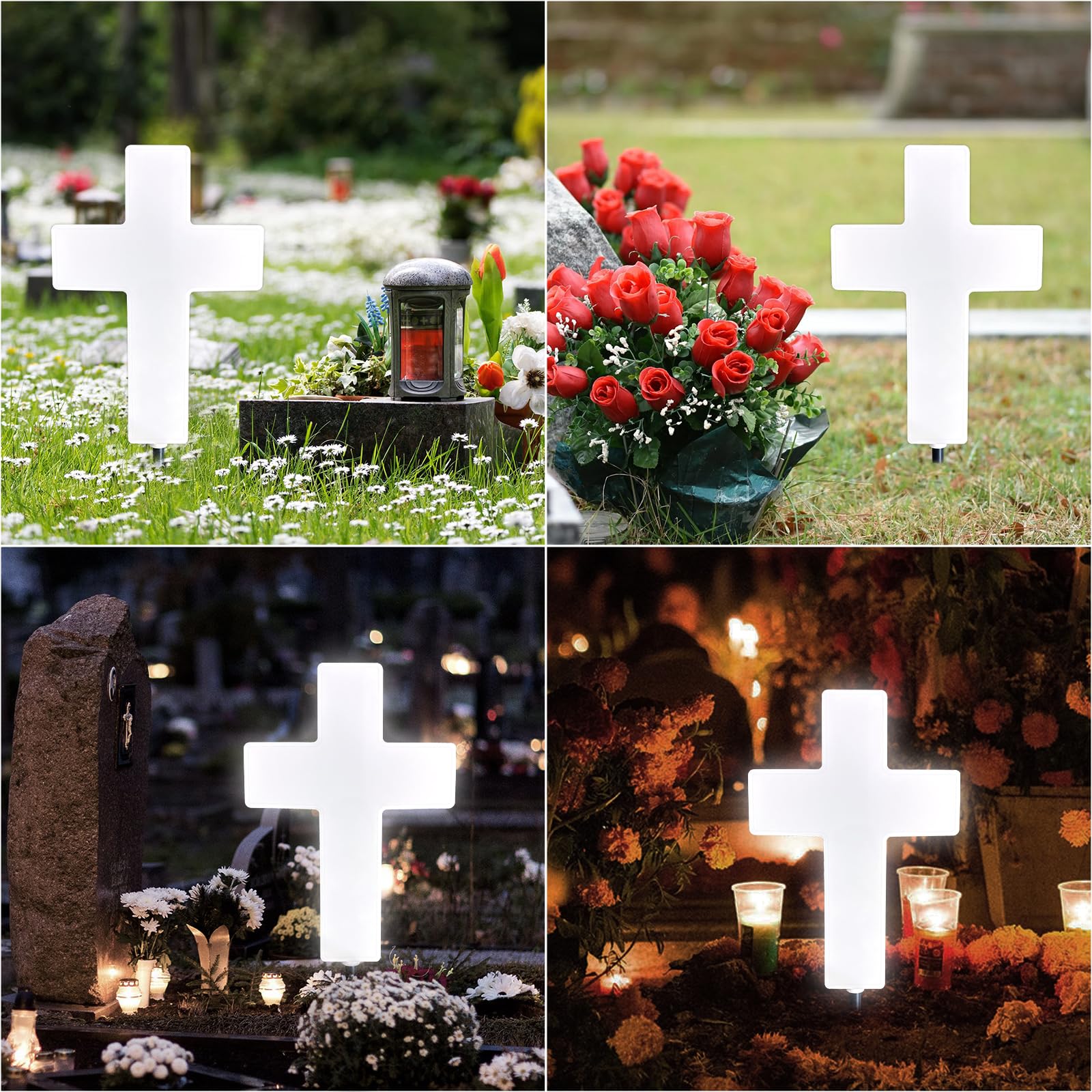 Mausoleum Decorations Solar Cross Stake Light Waterproof Outdoor ...