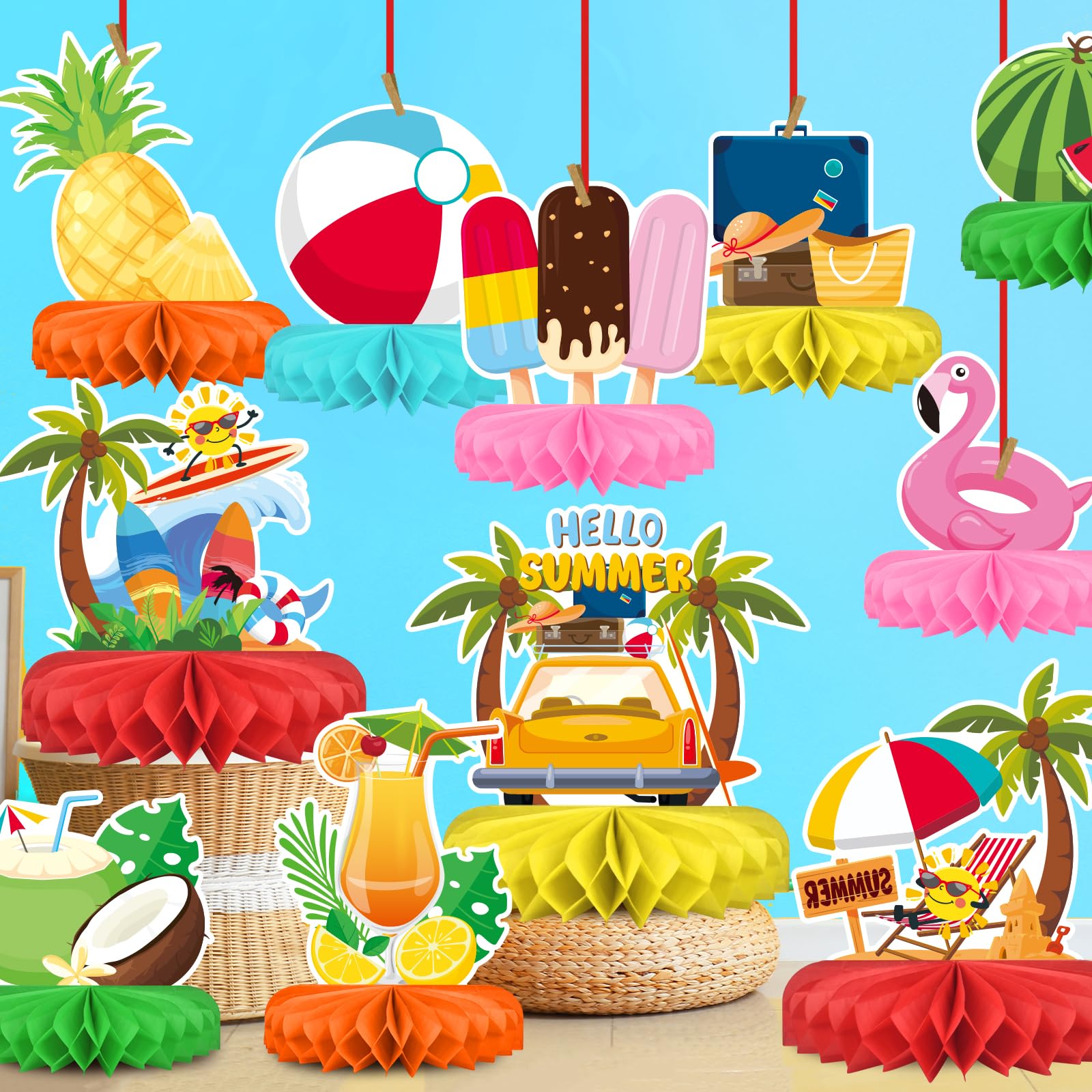 Snapklik.com : Beach Party Decorations Kit - Beach Themed Honeycomb ...