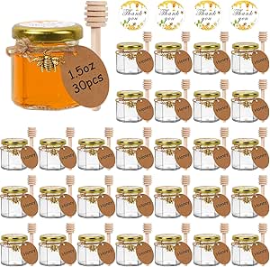 Amazon.com: DHSBTLS 30 Pack 1.5 oz Mini Glass Honey Jars, 40 ml Small Honey Container with ...
