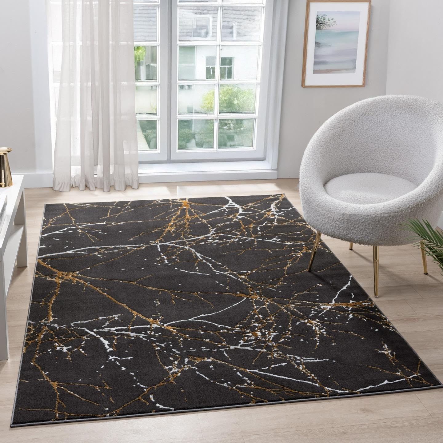Amazon.com: LUXE WEAVERS Modern Abstract Nature Black 9x12 Area Rug ...