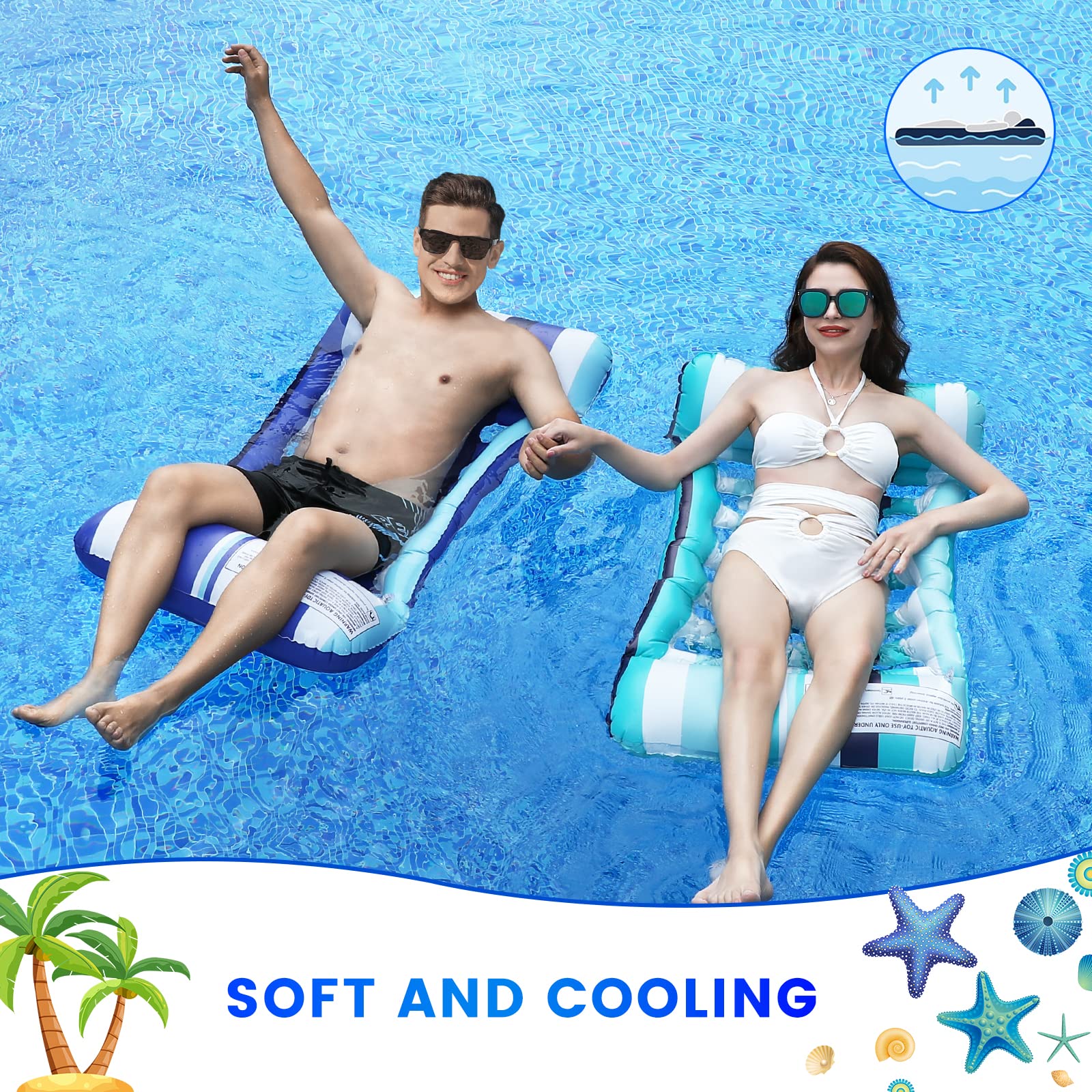 Snapklik.com : Pool Floats - 2 Pack Inflatable Pool Floats Rafts, Pool Floats Adult, 45" X 27 ...