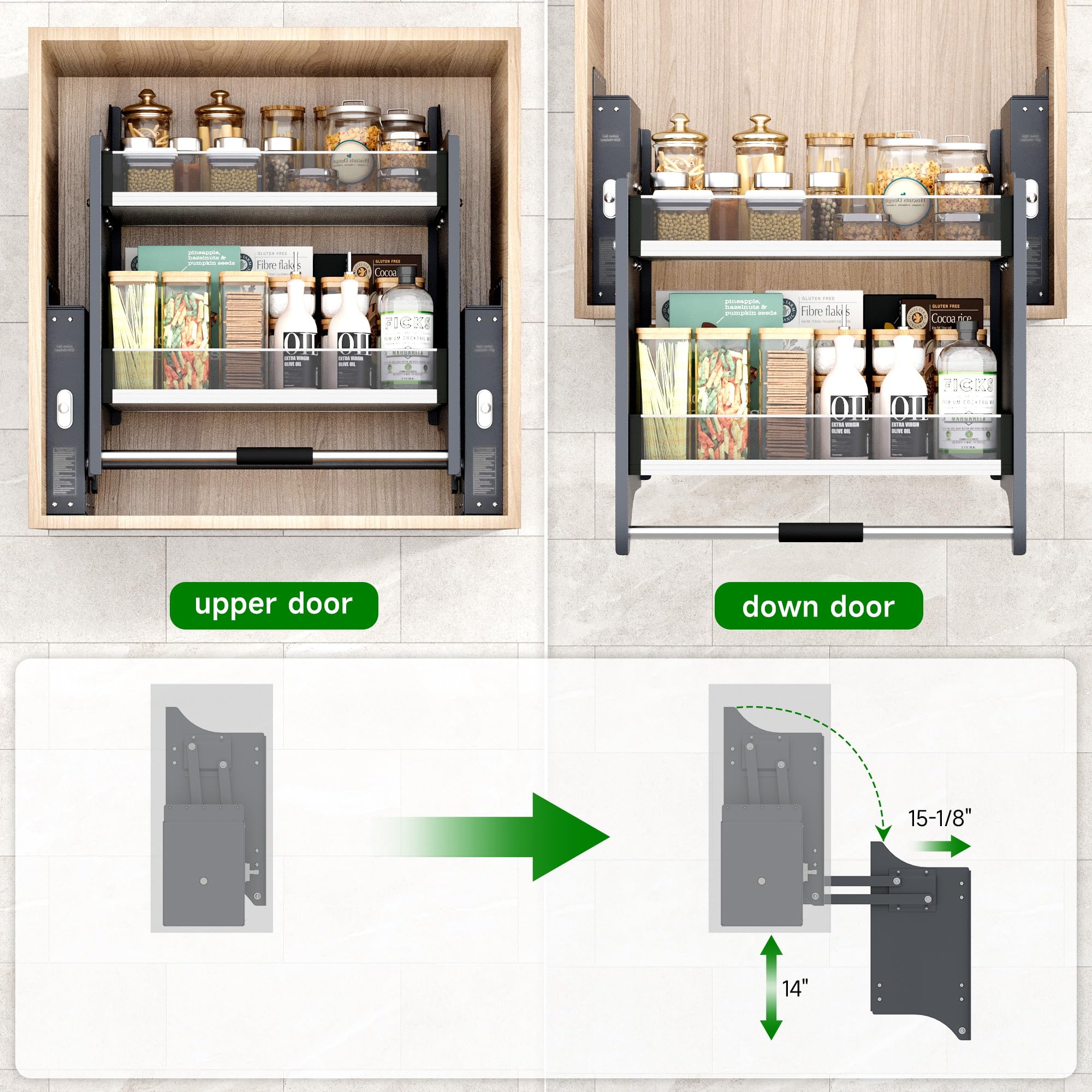 Snapklik.com : Pull Down Shelf For Kitchen Upper Cabinet,Heavy Duty ...
