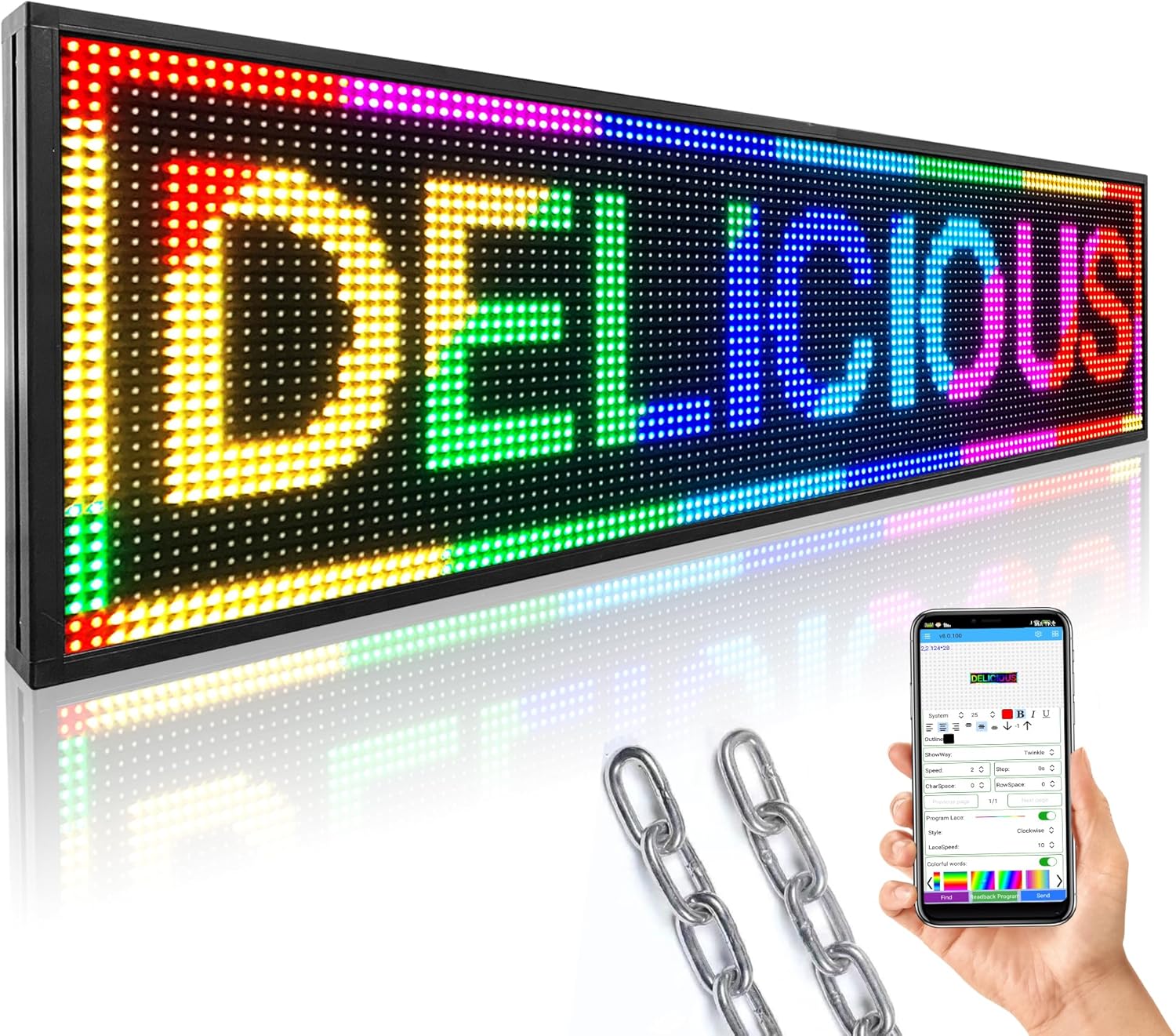 Amazon.com : P10 52x14 inch Full Color WiFi LED Display Sign Outdoor ...