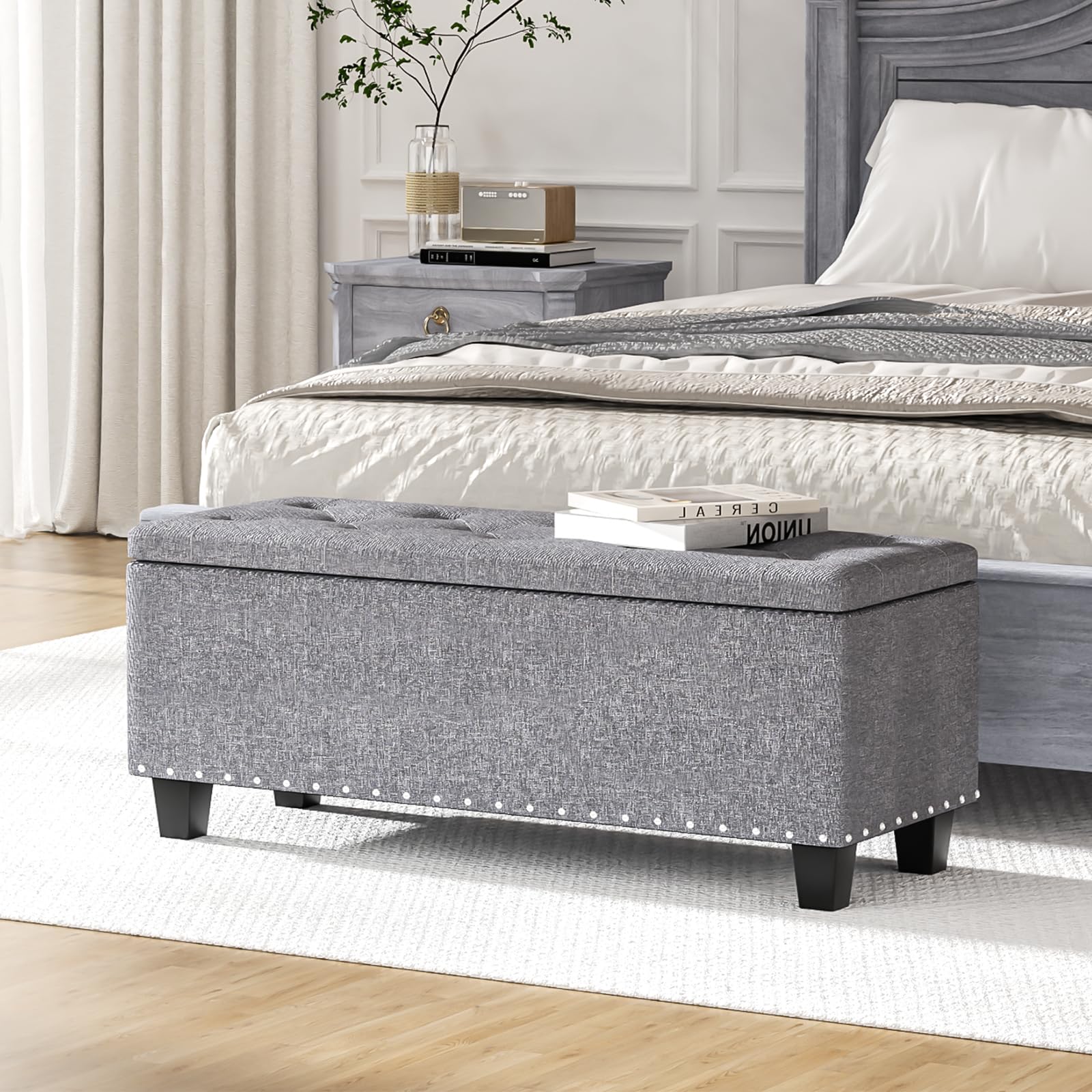Amazon.com: BRIGHTORIA 42" Storage Ottoman Bench, Living Room Bench ...