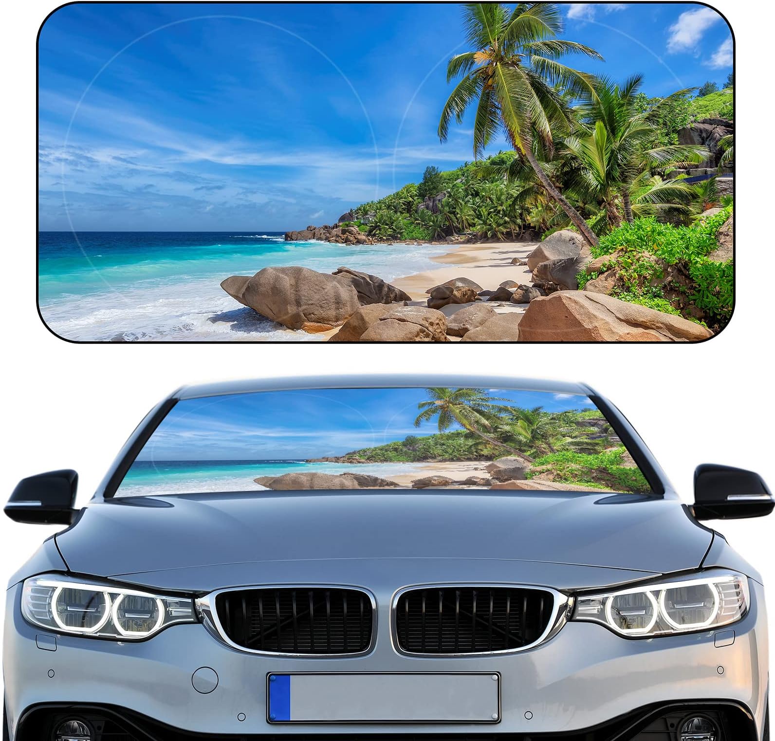 Amazon.com: Life Sunrise Better Beach Nautical Windshield Sun Shade ...