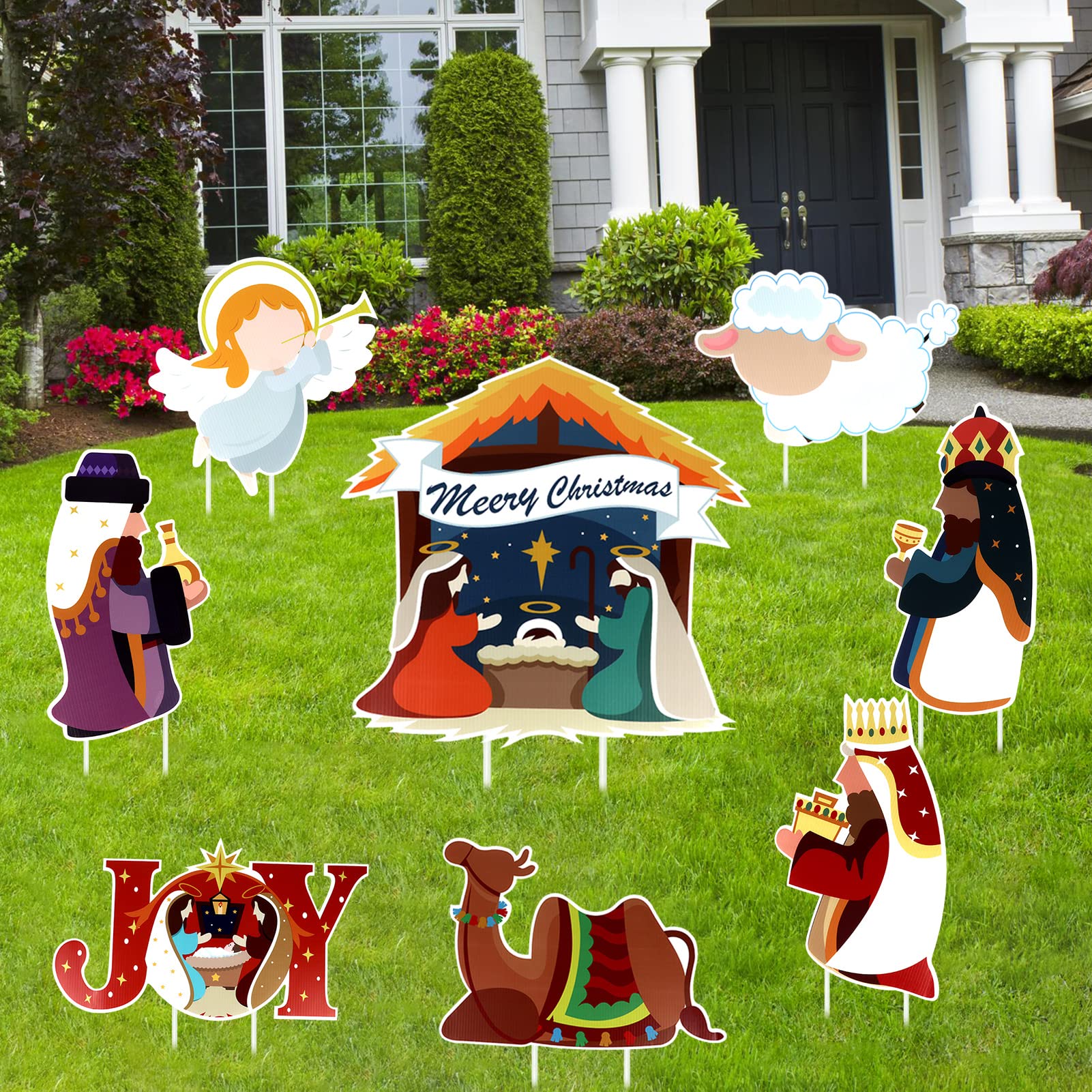 HOWAF Holy Nativity Merry Christmas Yard Sign with Stakes - Manger ...