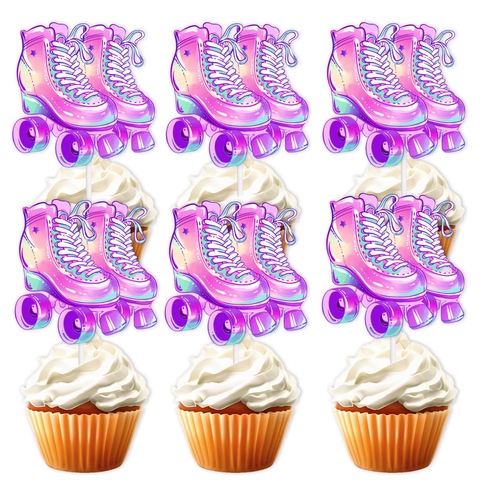 Glitter Cupcake Topper Set Roller Skate Cake Topper Roller Skate ...