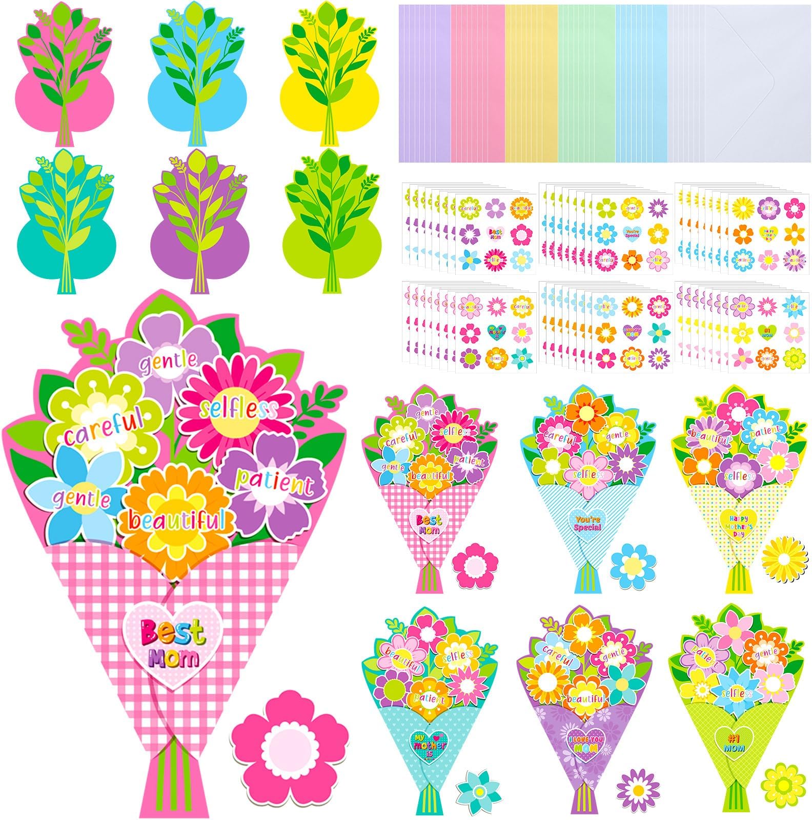 Amazon.com : Pasimy 48 Sets Mother's Day DIY Crafts Kit Bouquet ...