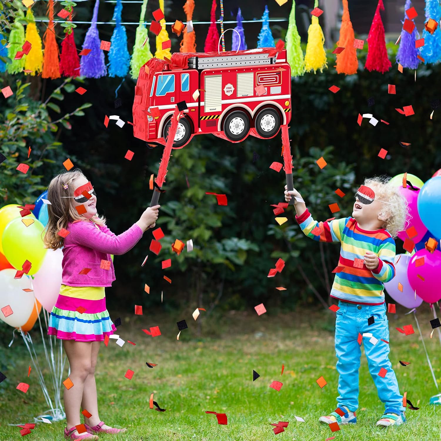 Truck Pinata with Hanging Loop Blindfold Bat and Confetti Filler for ...