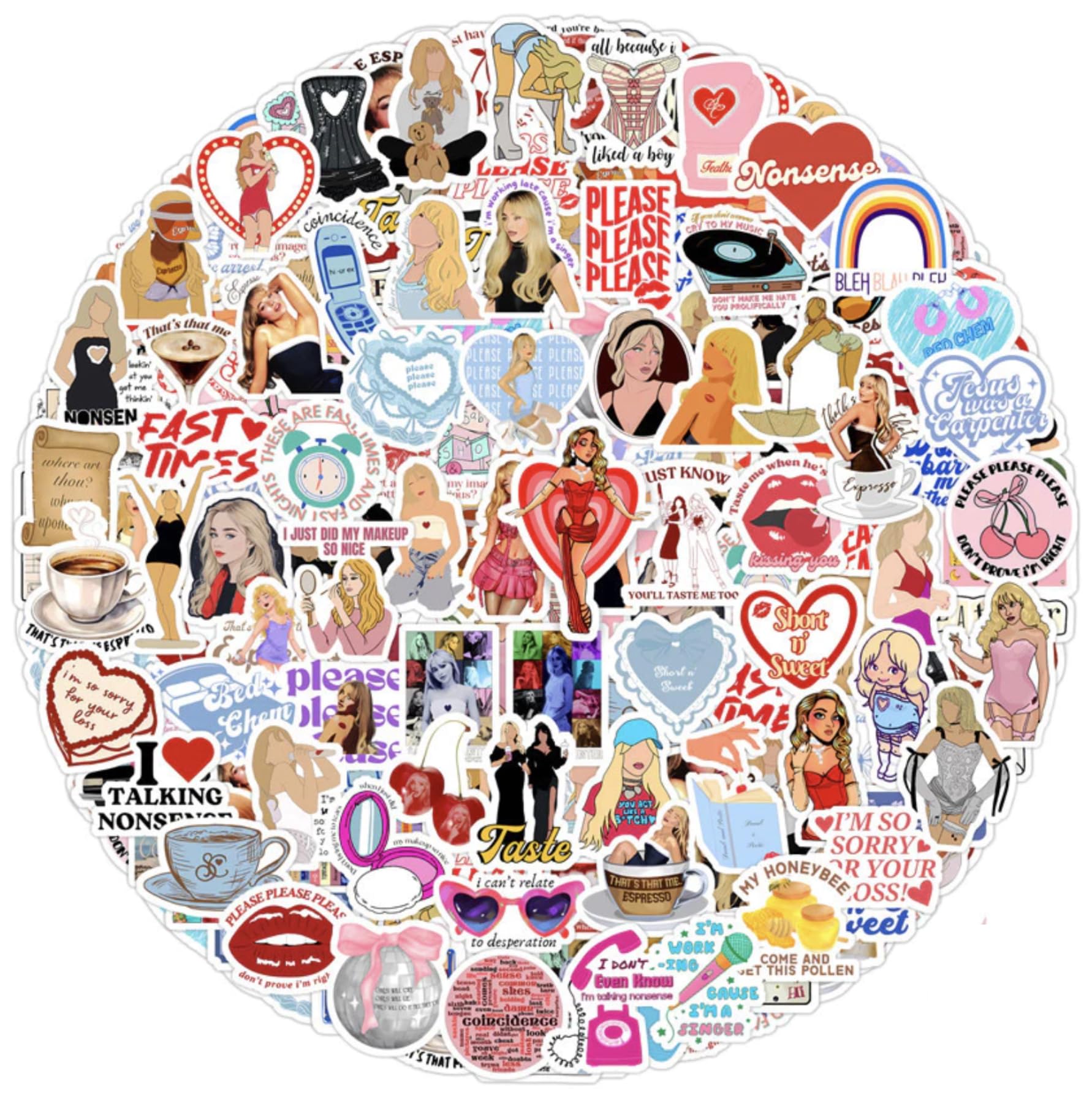 Snapklik.com : 100 Pcs, Sabrina Mini Sticker, Female Pop Singer, Artist ...