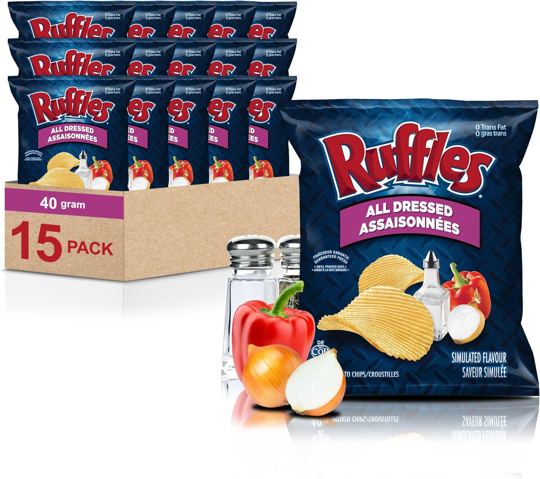 Amazon.com: Ruffles Potato Chips, Variety Pack, 1 Ounce (Pack of 40)
