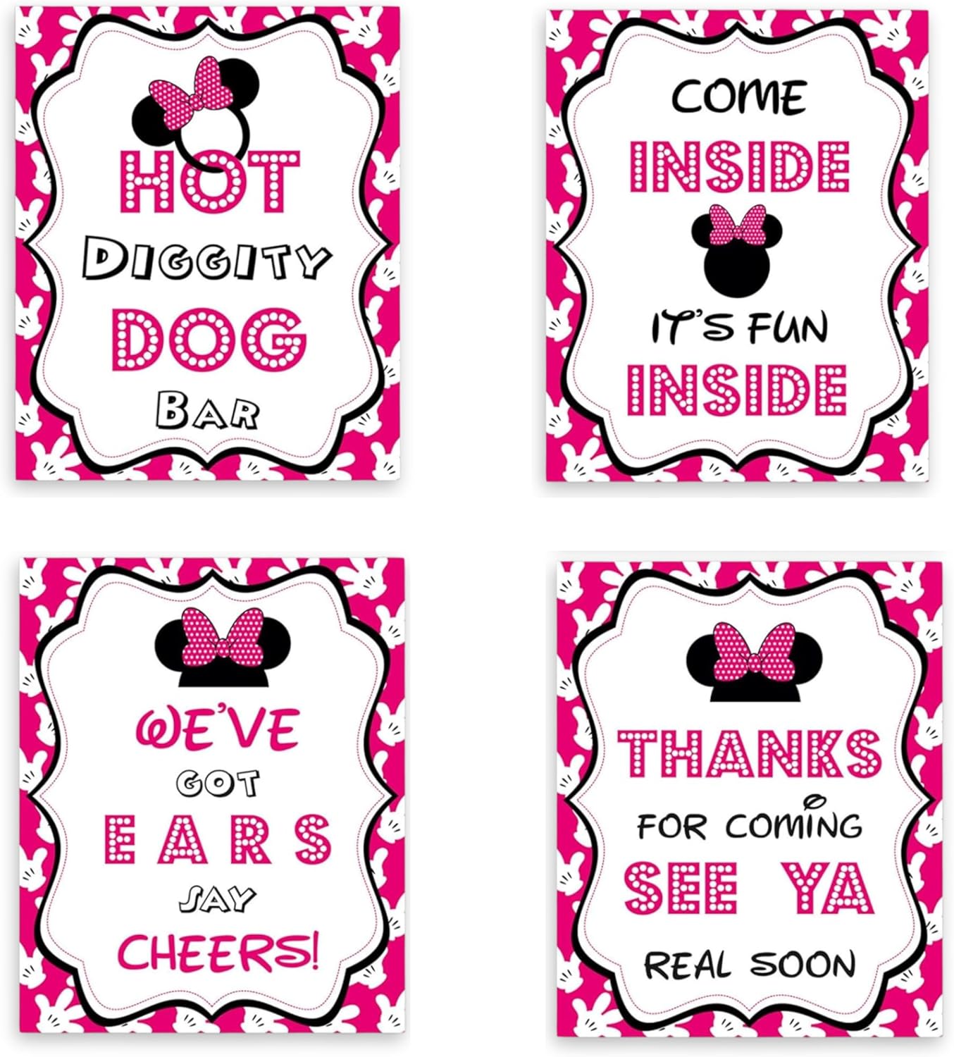 Amazon.com: Minnie Birthday Signs - 8" x 10" Set of 4 Minnie Mouse ...