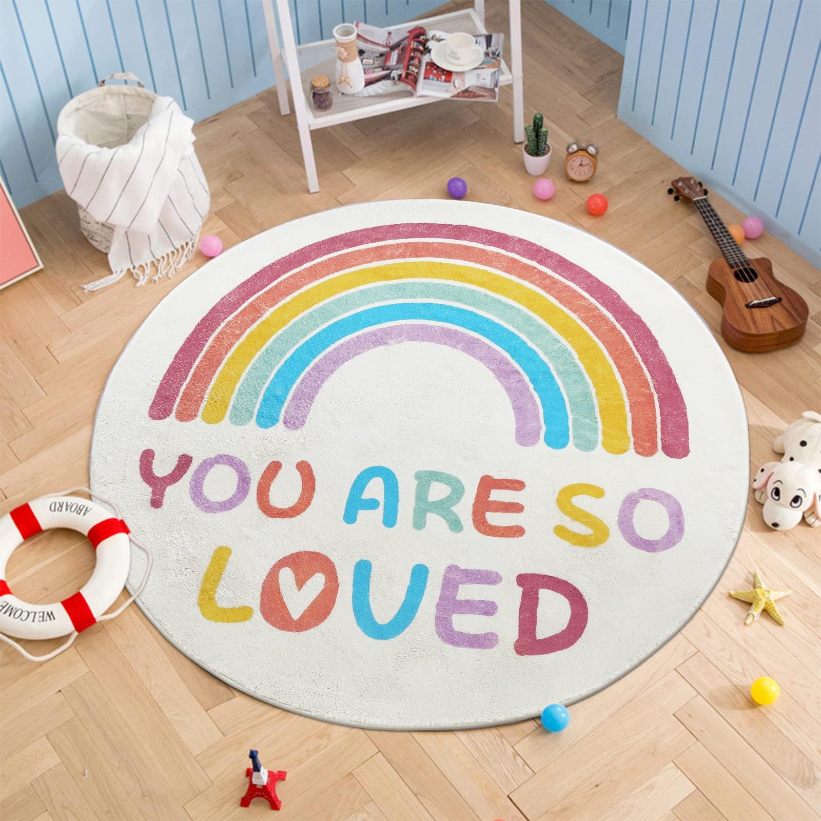 Amazon.com: Calming Corner Boho Nursery Rug Positive Words Round 4 ft ...