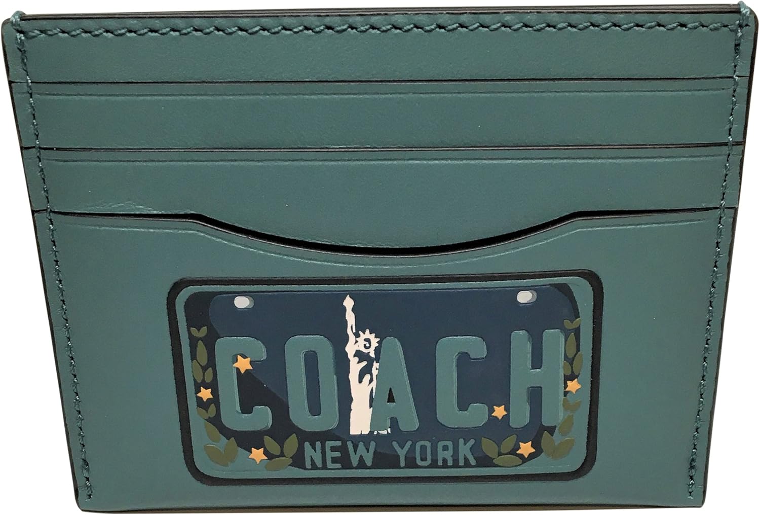 Amazon.com: Coach Slim Leather License Plate Card Case Slate F26086 ...