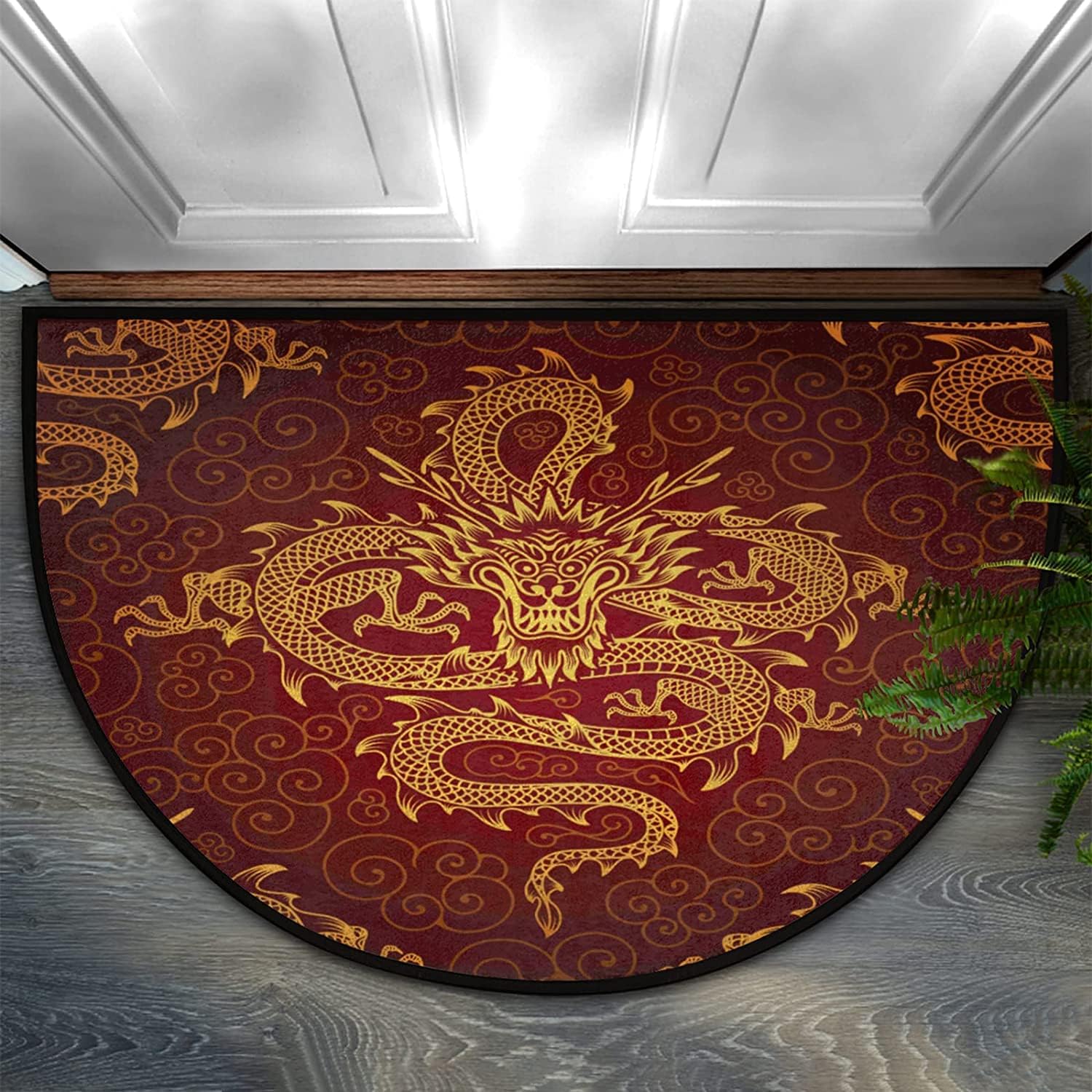 Amazon.com: NFBRH Chinese Animal Dragon Half Round Door Mat Half Circle ...