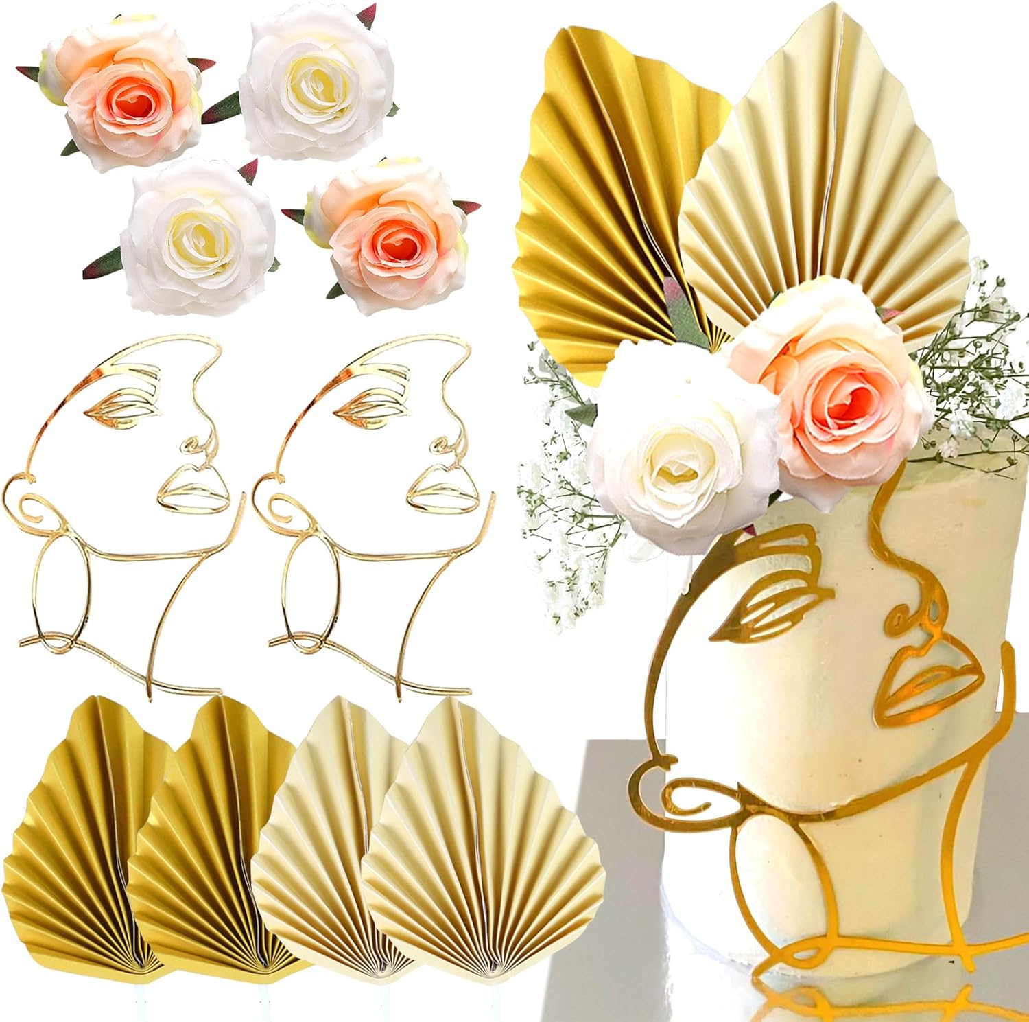 Amazon.com: Acrylic Minimalist Art Lady Face Cake Topper Boho, Vintage ...
