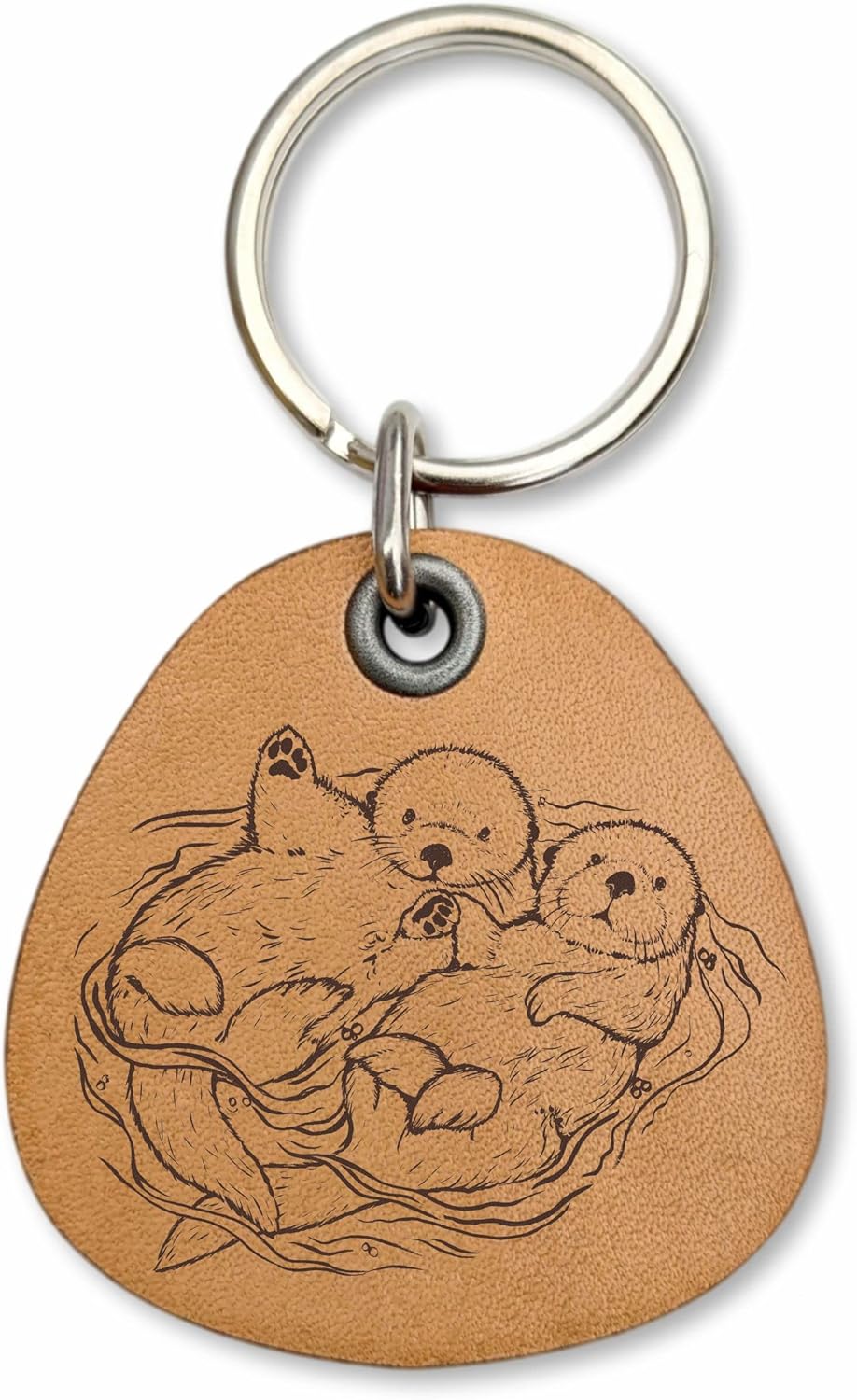 Amazon.com: ForLeatherMore - Playful Otters - Genuine Leather Keychain ...