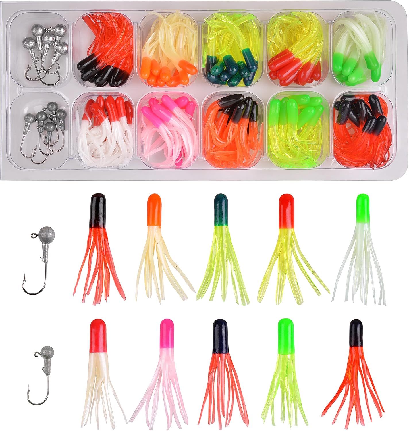 Amazon.com : Crappie Lure Jig Heads Kit, Tube Bait Jigs Panfish Kit ...
