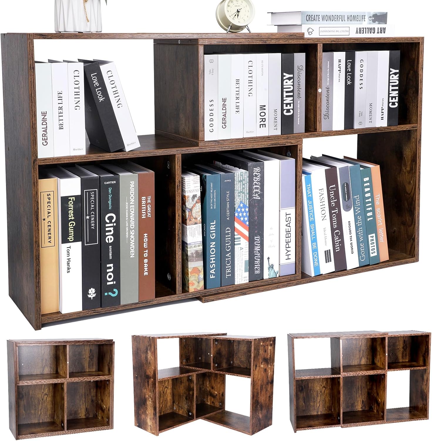 Wooden Open Shelf Bookcase, Modern Bookcase with Adjustable Storage ...