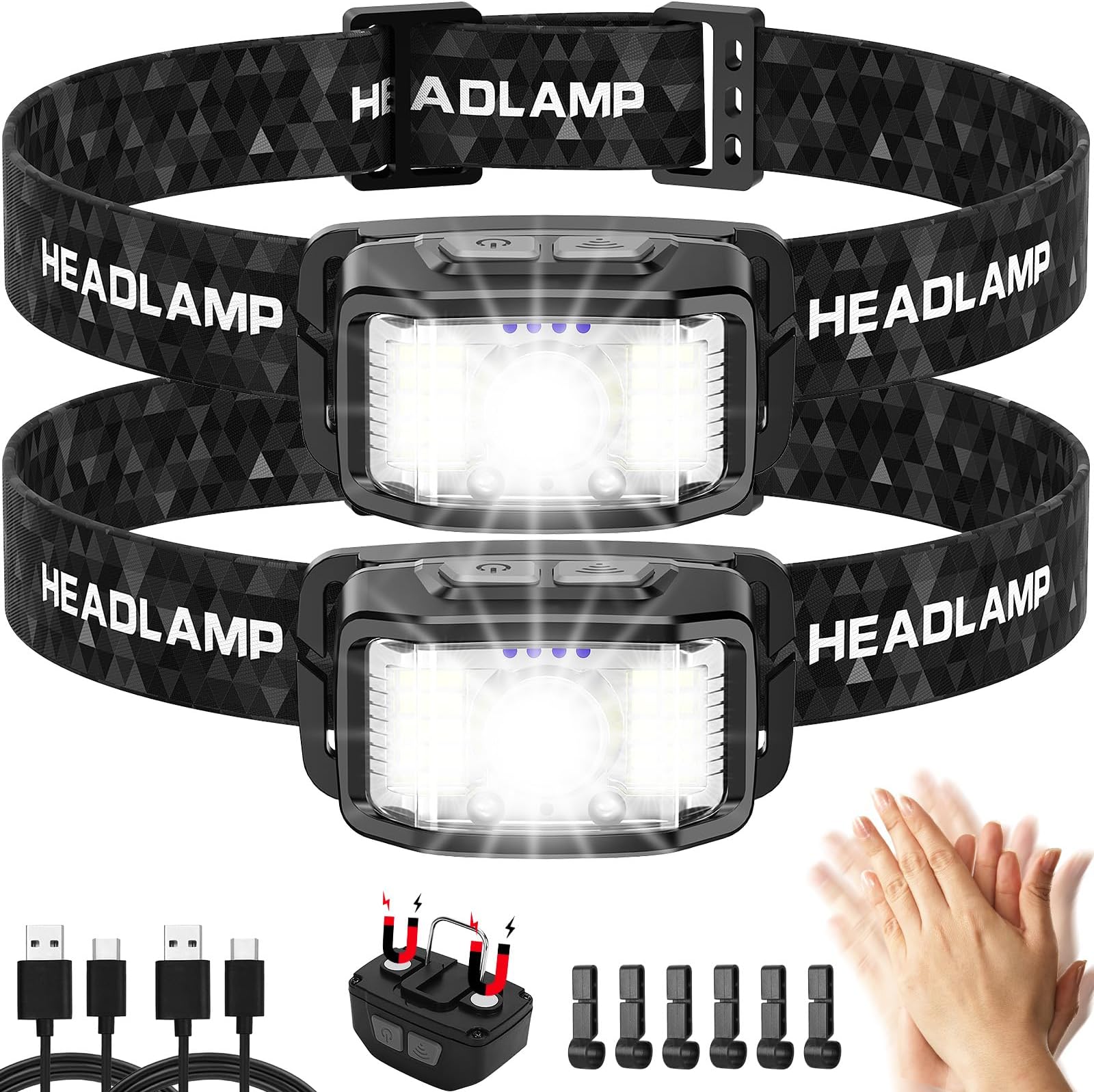 Headlamp Flashlight, 800 Lumen Ultra-Light Bright LED Rechargeable ...