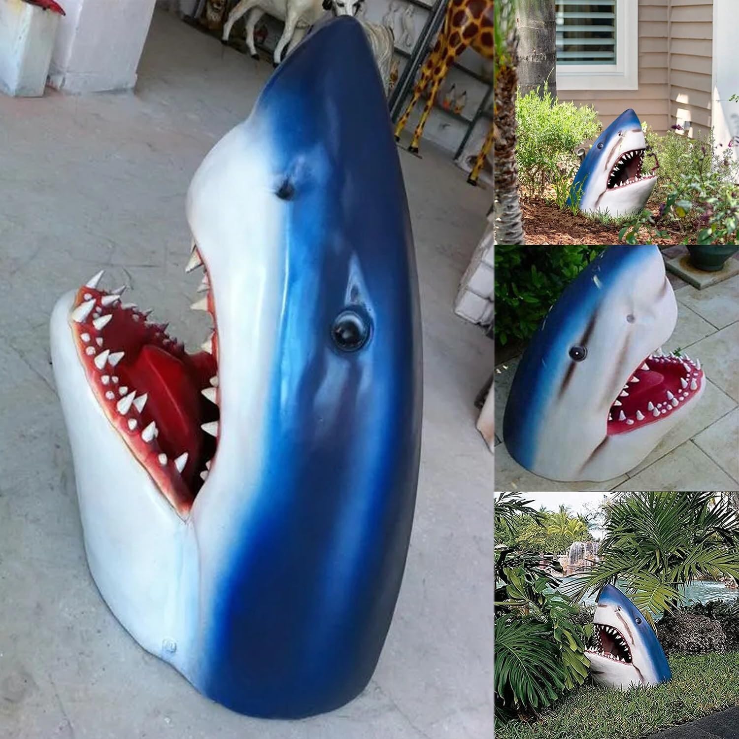 Amazon.com : ASABIB Funny Shark Hidden in The Grass Sculptures,Fake ...