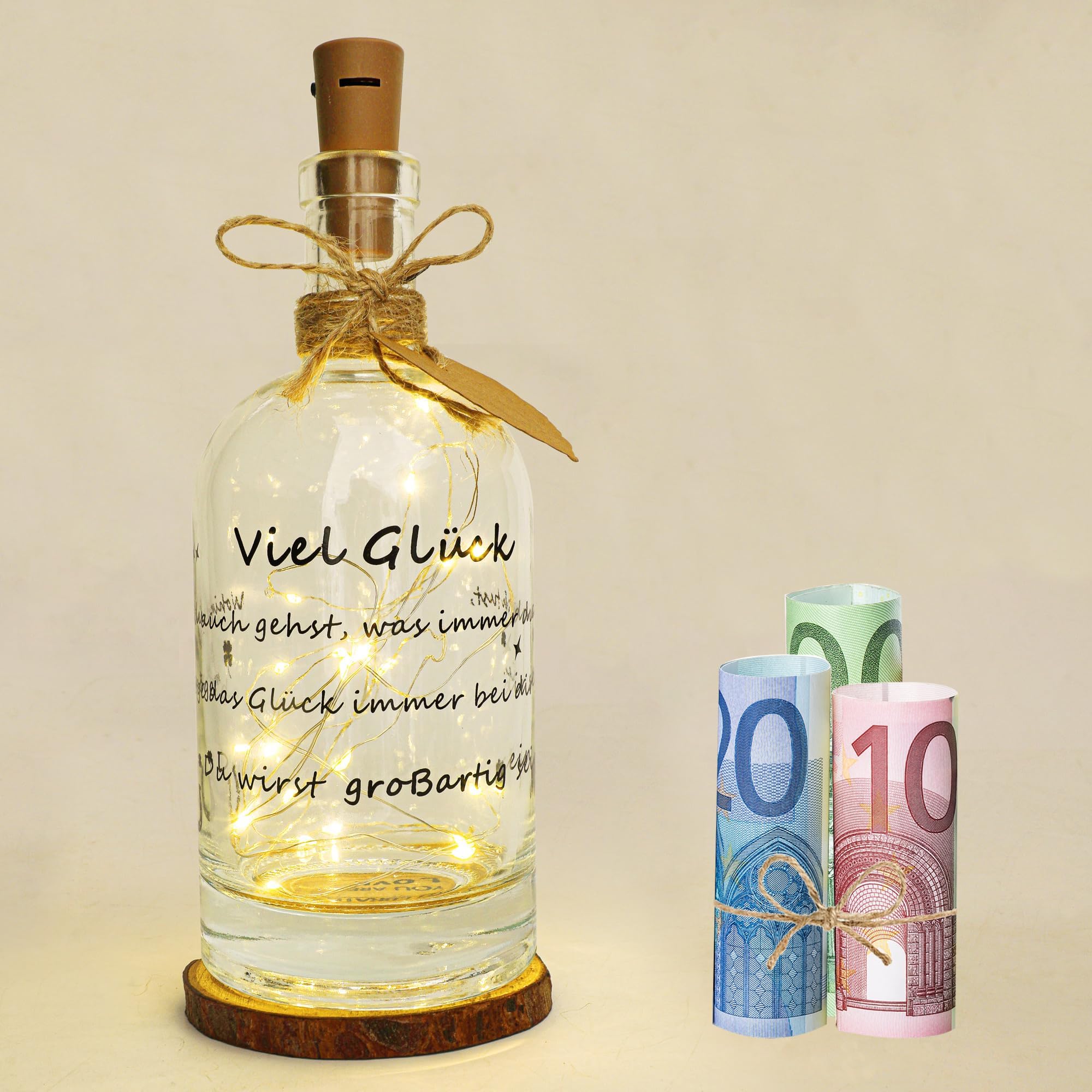 Druckerino LED Flaschenlicht mit Spruch - Freunde sind wie Sterne ...