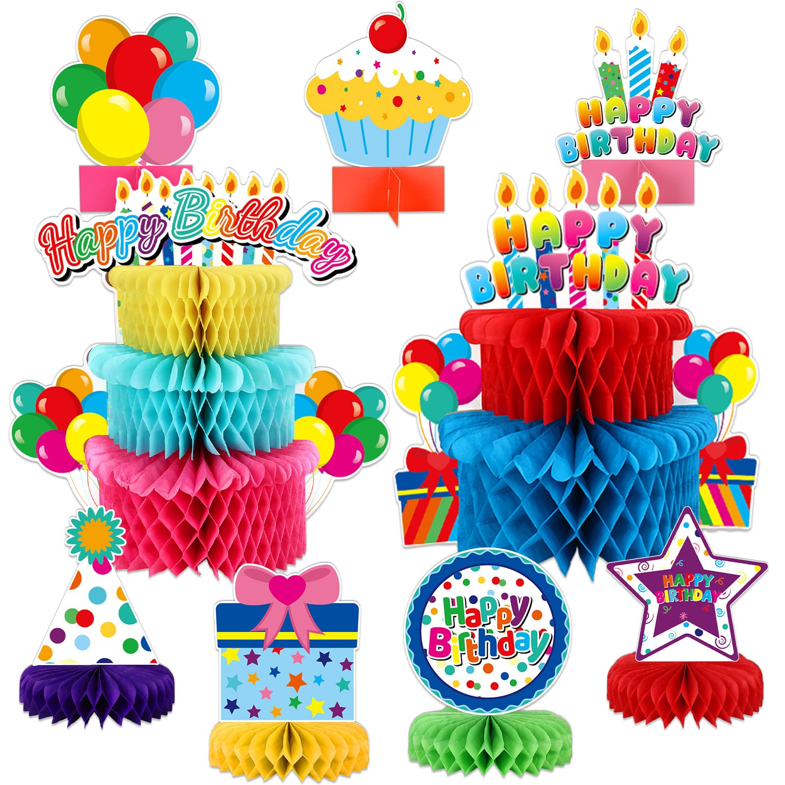 Amazon.com: 9 Pieces Happy Birthday Decorations Colorful Birthday ...