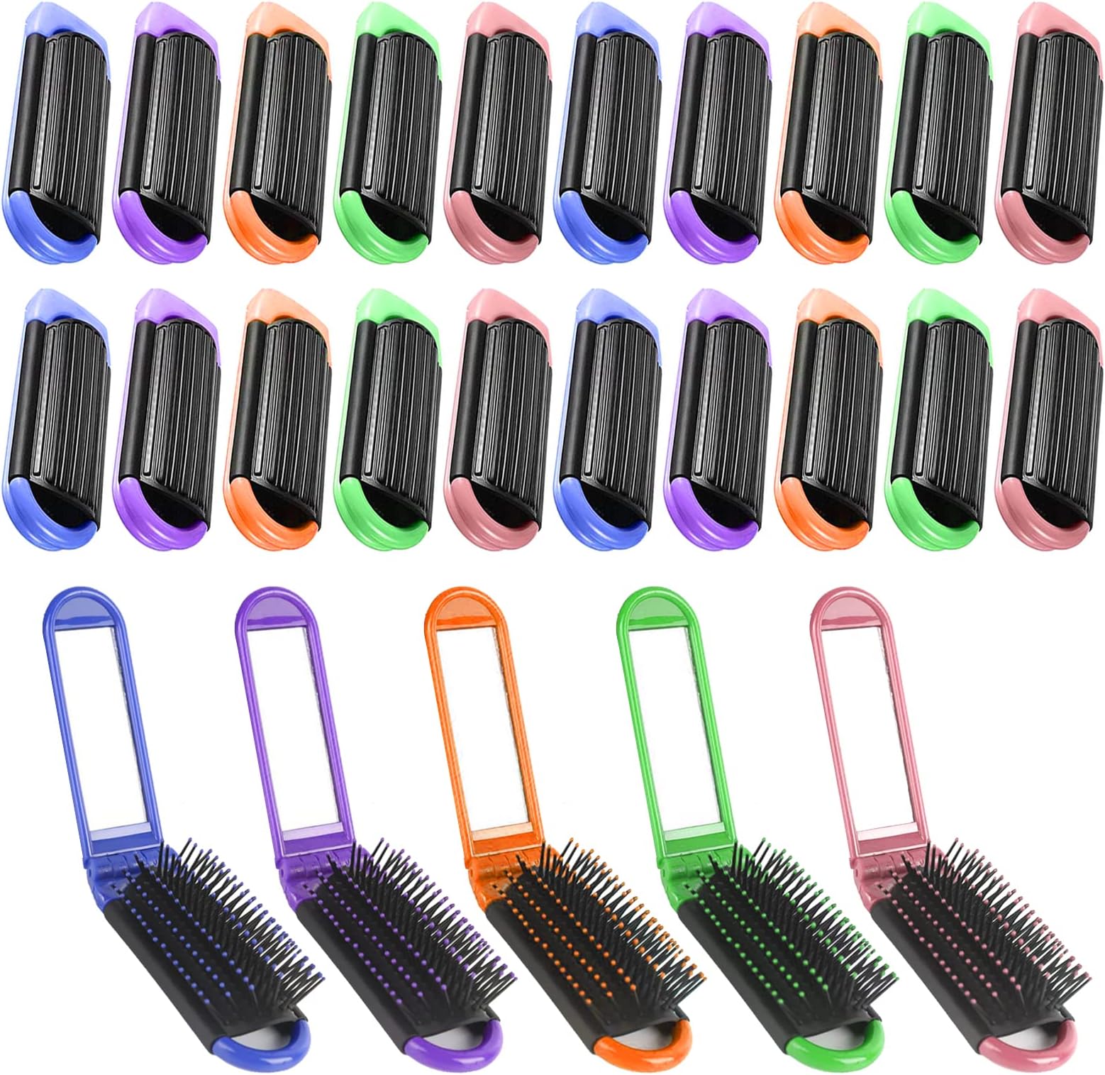 Amazon.com : Chunful 30 Pcs Folding Hair Brush Set with Mirror Travel ...