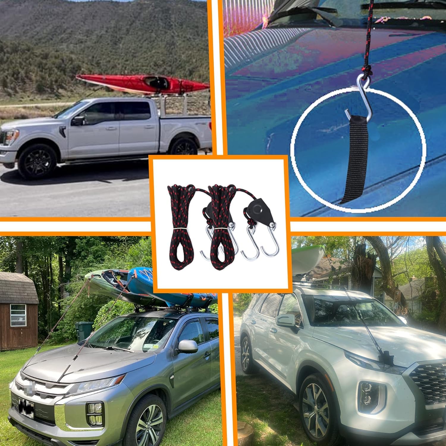 Snapklik.com : Mind And Action Kayak Tie Down Straps,Quick Hood Loops ...