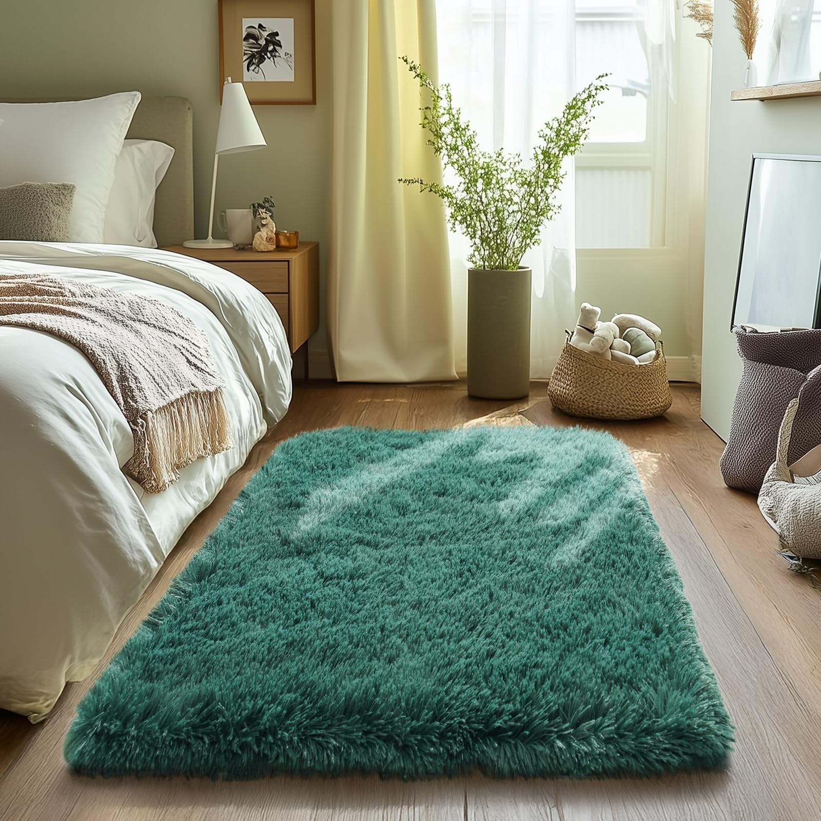 Amazon.com: Zentavio Emerald Green Rugs for Living Room Dark Green Area ...