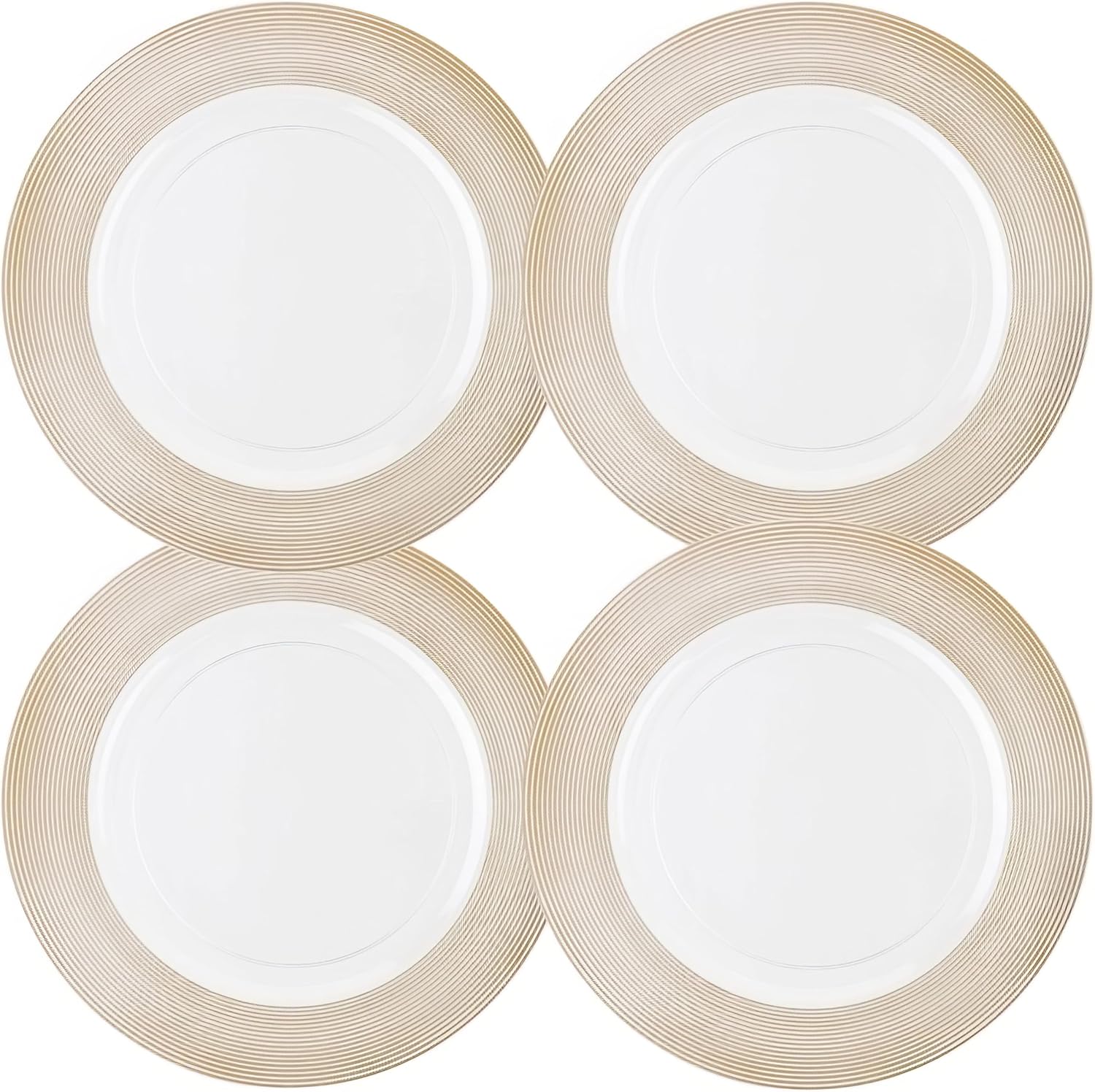 Amazon.com | Wedding Venue Shop Textured Gold Rope Rim Plastic Charger ...