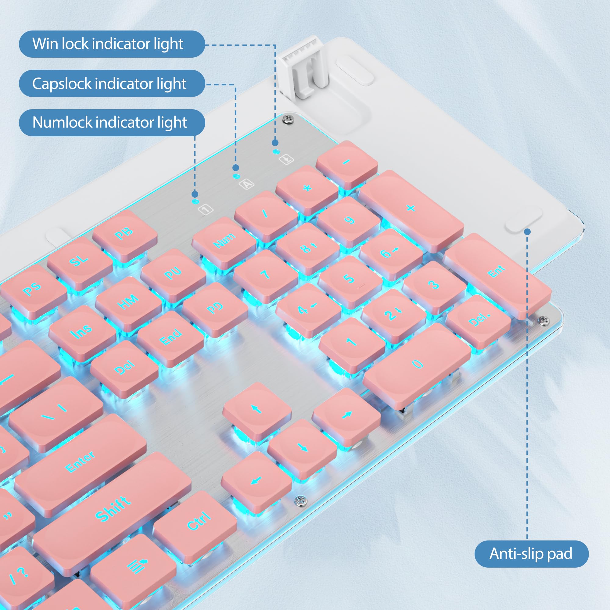 Snapklik.com : Surmen G1000 Typewriter Backlit Pink Keyboard Full Size ...