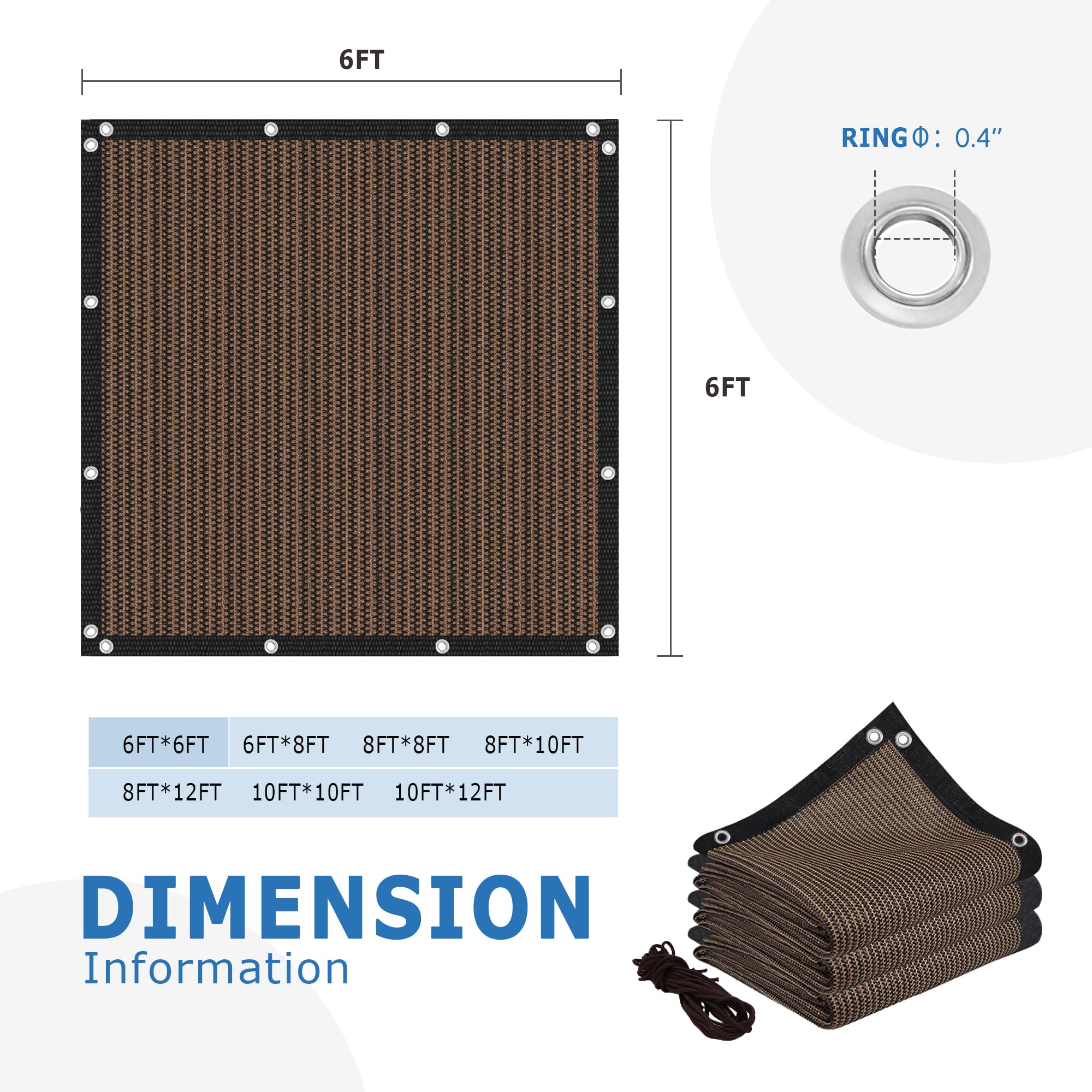 Snapklik.com : DIFY 6x6 FT Shade Fabric Sun Shade Cloth Privacy Screen