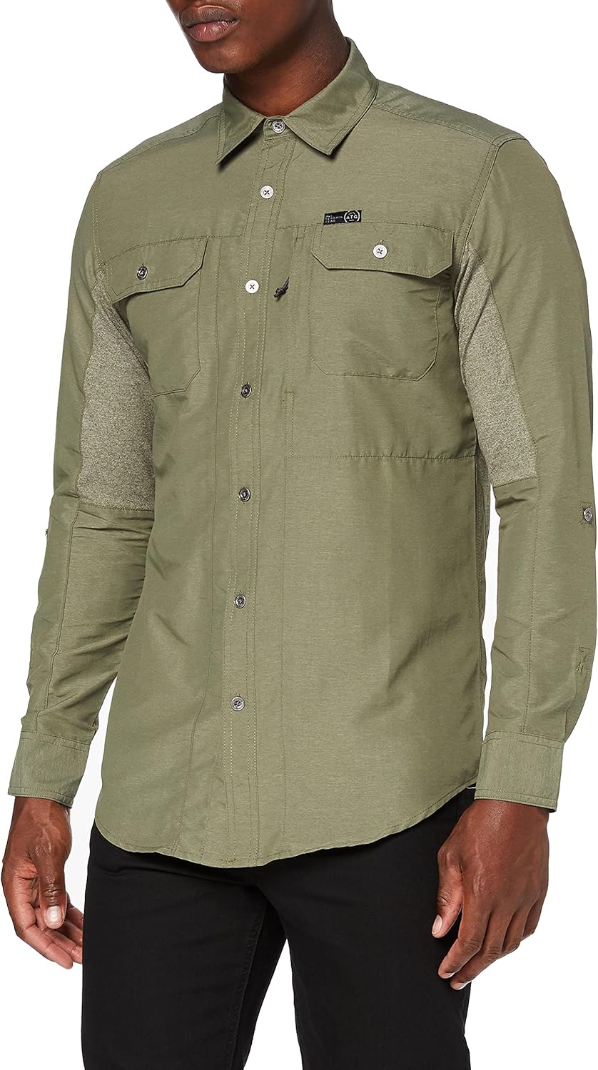 ATG by Wrangler Men's Mixed Materials Shirt Hiking, Dusty Olive, S ...