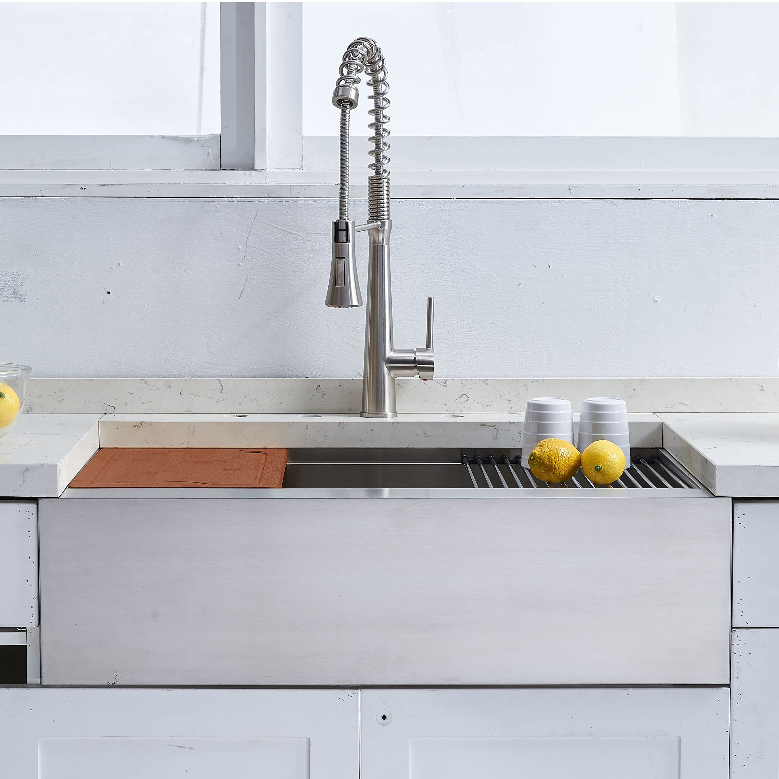 KINGO HOME 33 Inch Farmhouse Sink 33x22 Stainless Steel Workstation ...