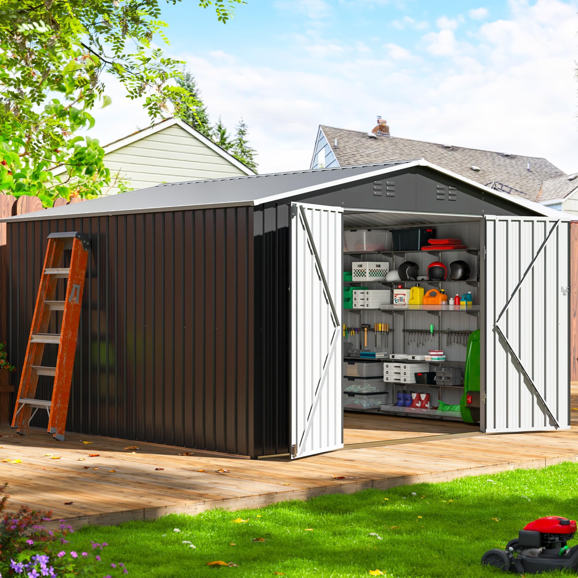 Amazon.com : VIWAT 10x10 FT Outdoor Storage Shed, Large Garden Shed ...