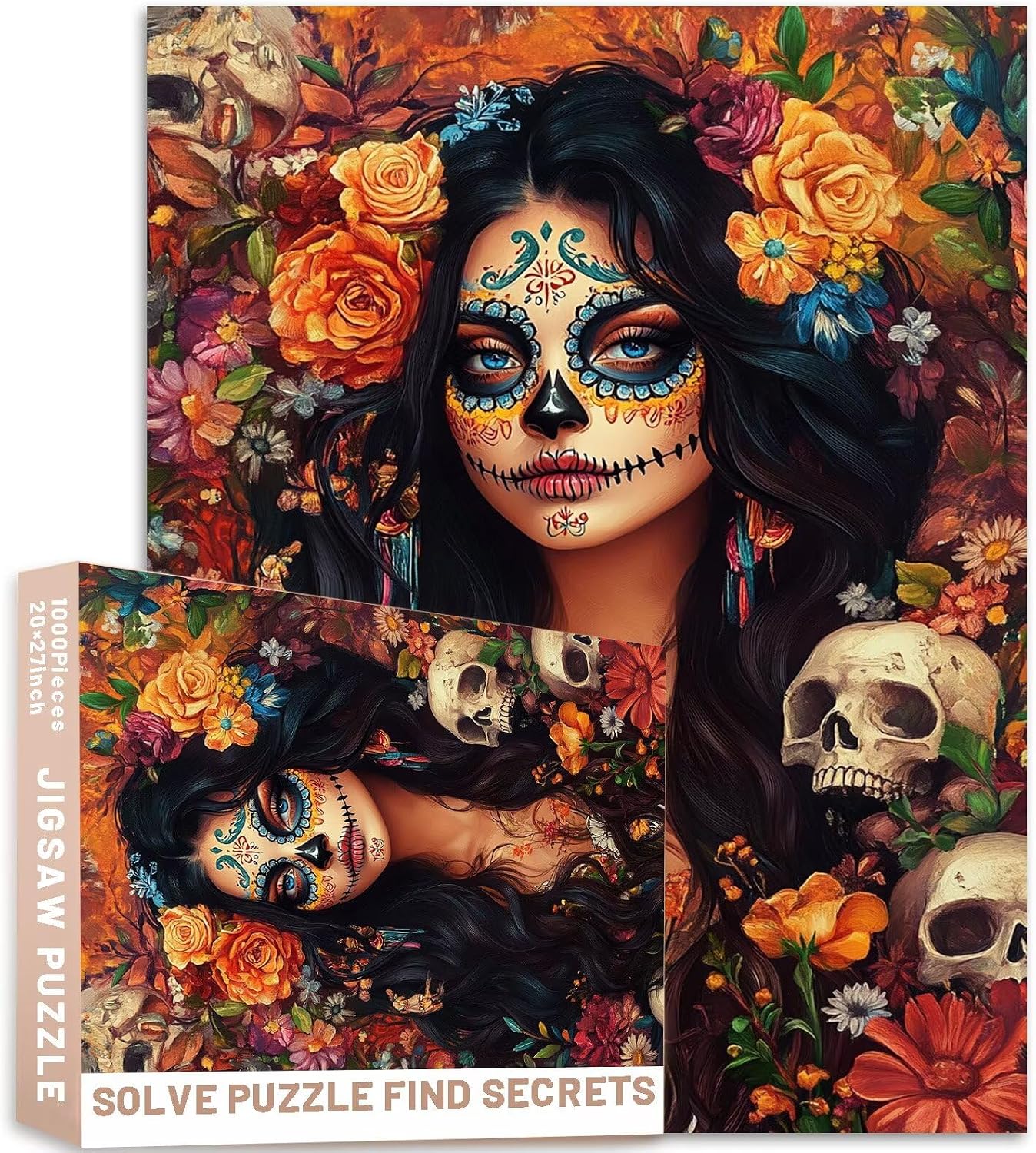 Amazon.com: 1000 Piece Jigsaw Puzzle Woman with Floral Design Day of ...
