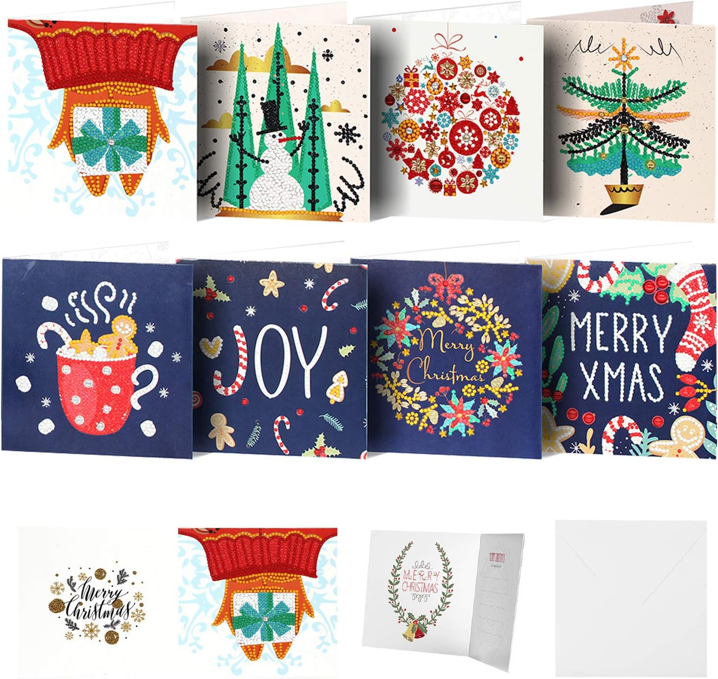 Amazon.com: KJMYYXGS 12Pcs Christmas Diamond Painting Art Greeting ...