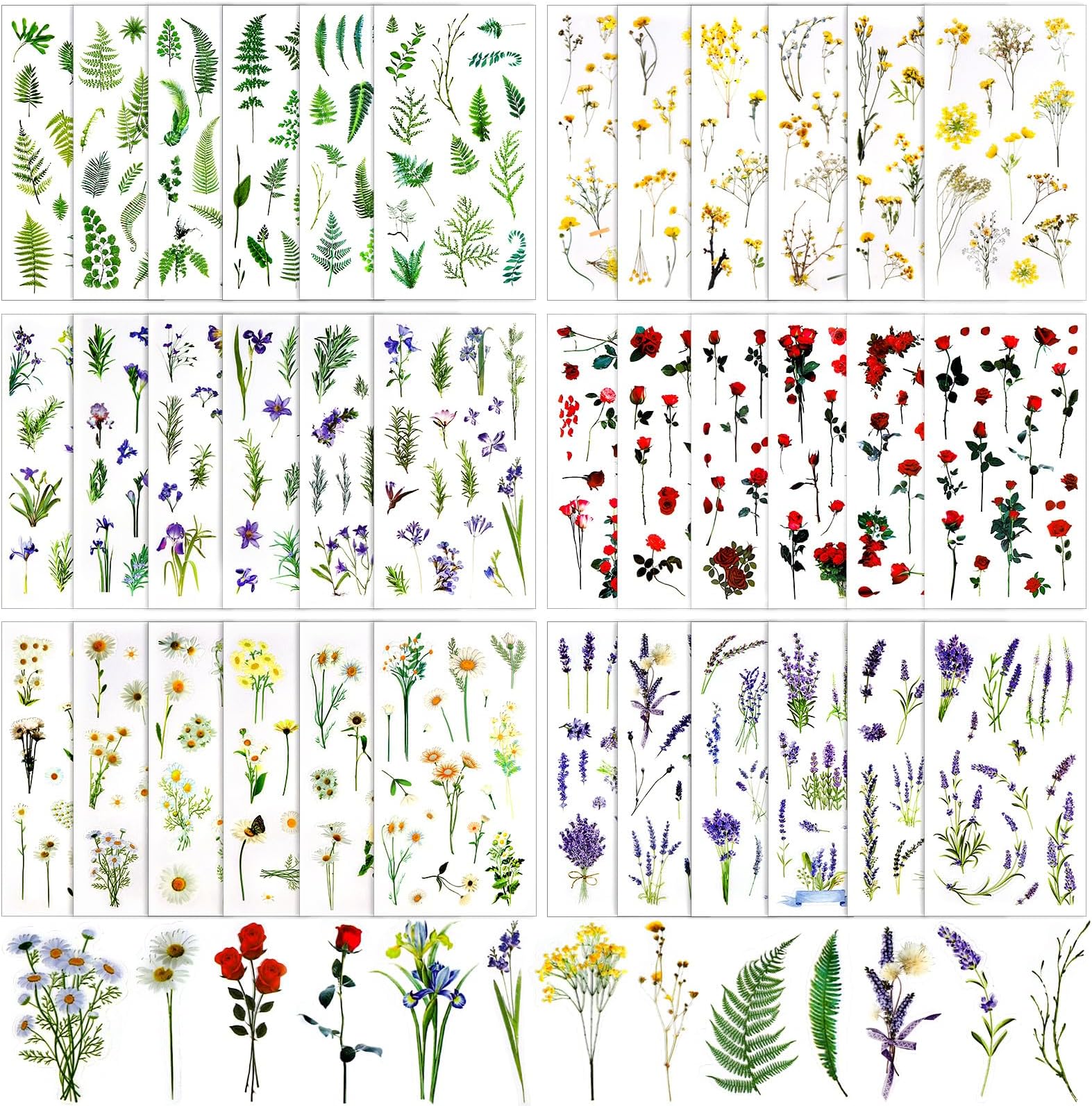 Amazon.com: 12 Sheets Watercolor Flower Stickers for Scrapbooking ...